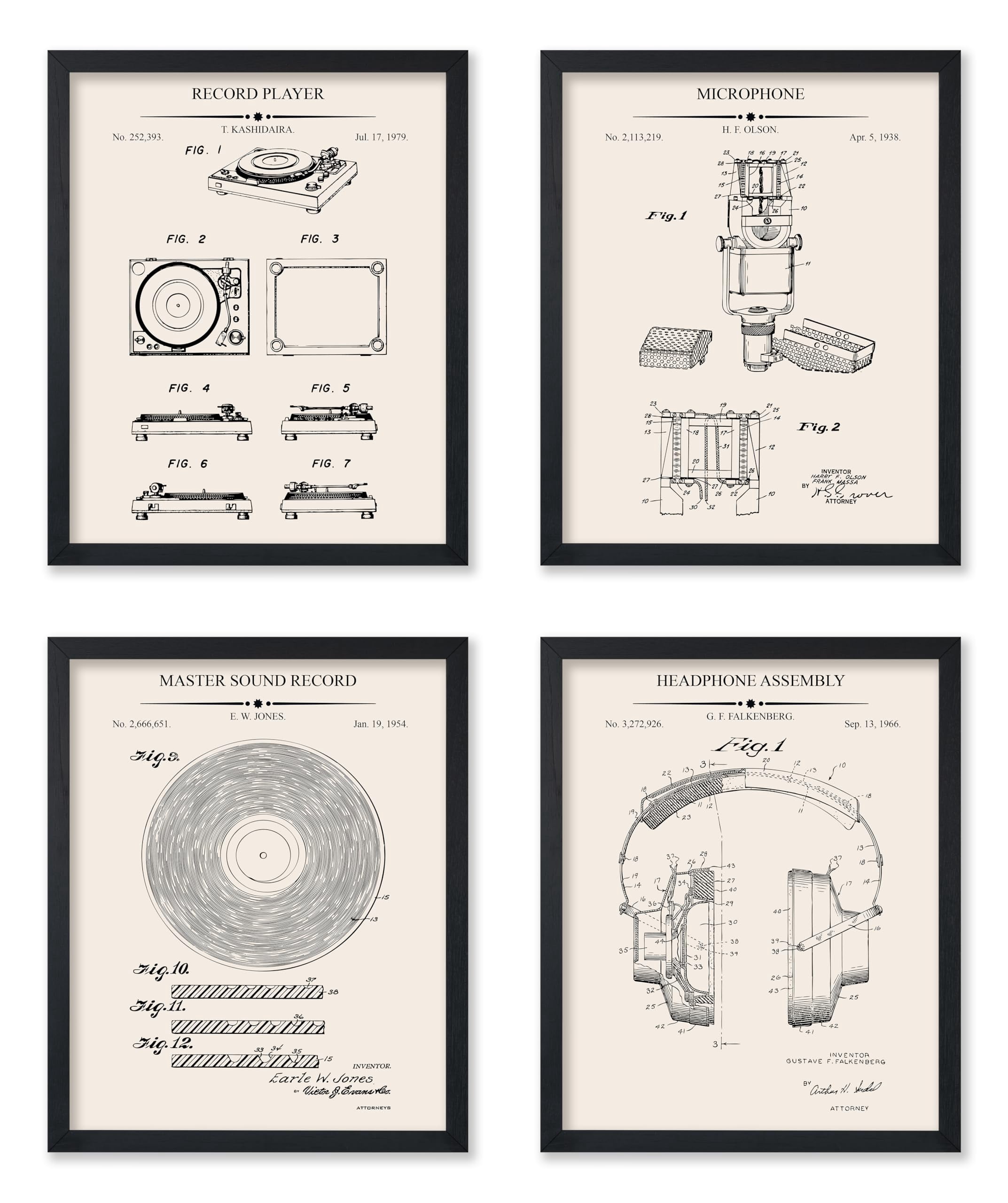 Poster Master 4-Piece Music Blueprint Poster - Patent Print - Turntable ...