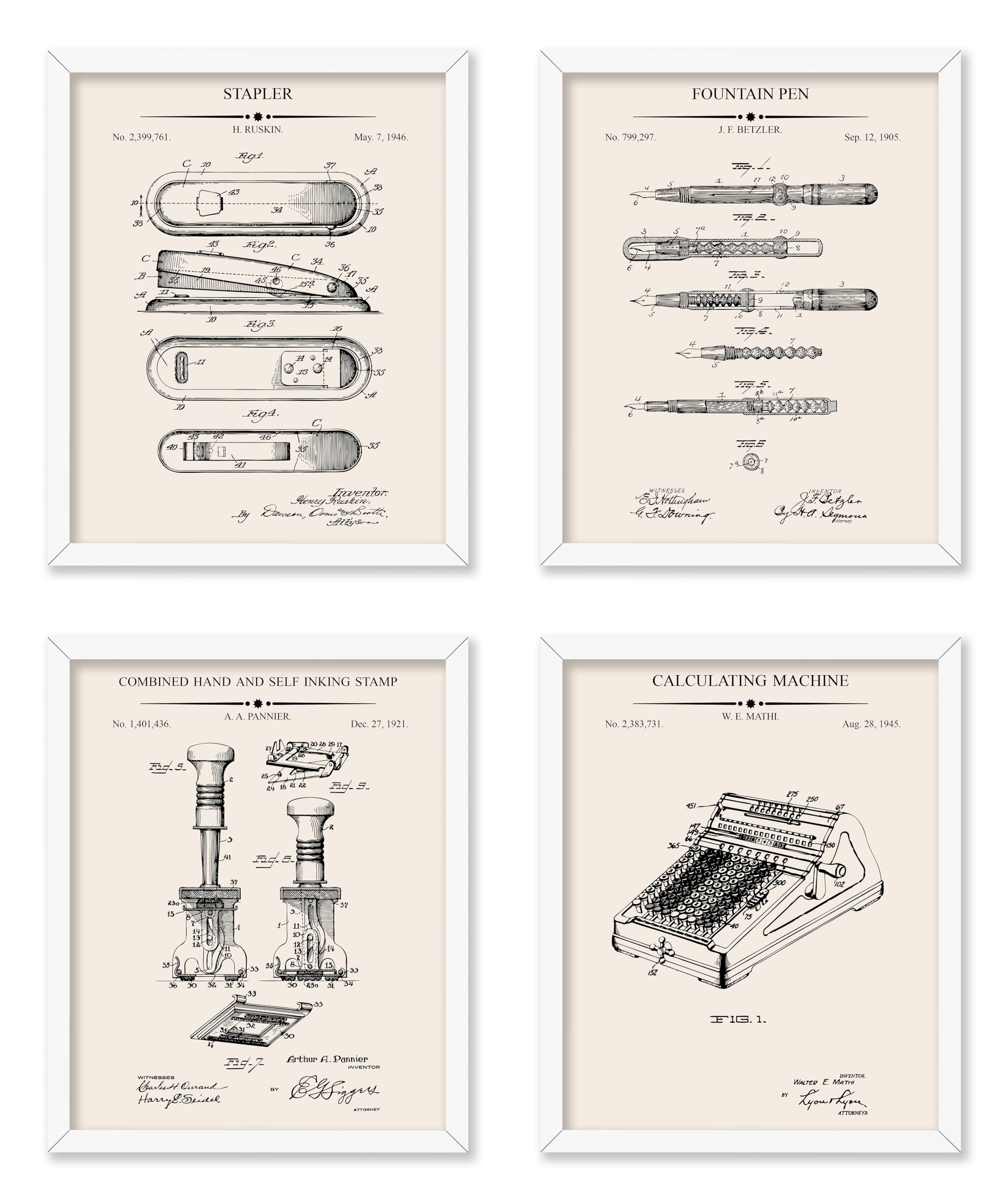 Poster Master 4-Piece Office Blueprint Poster - Stapler Patent Print ...