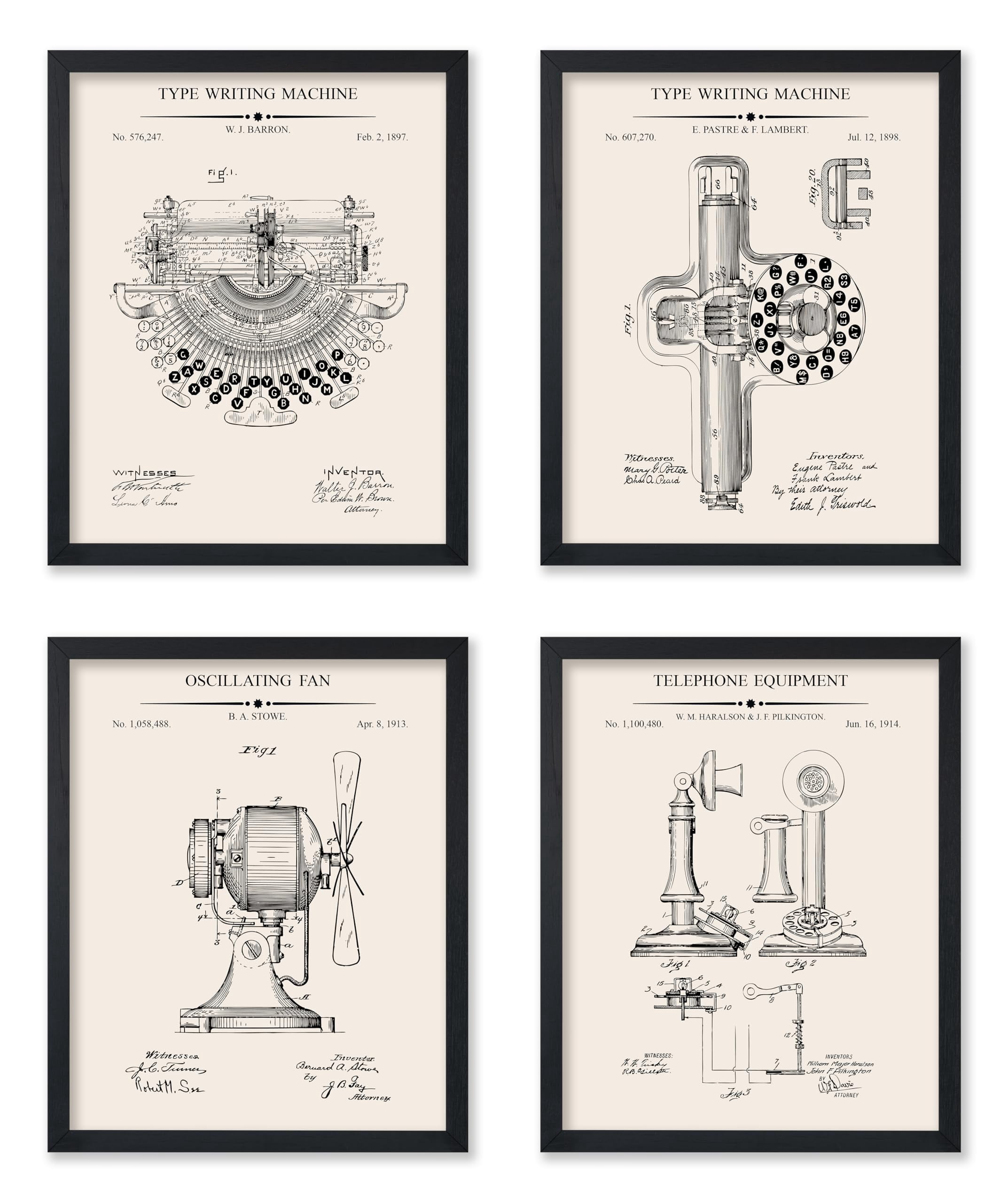 Poster Master 4-Piece Office Blueprint Poster - Type Writing Machine ...