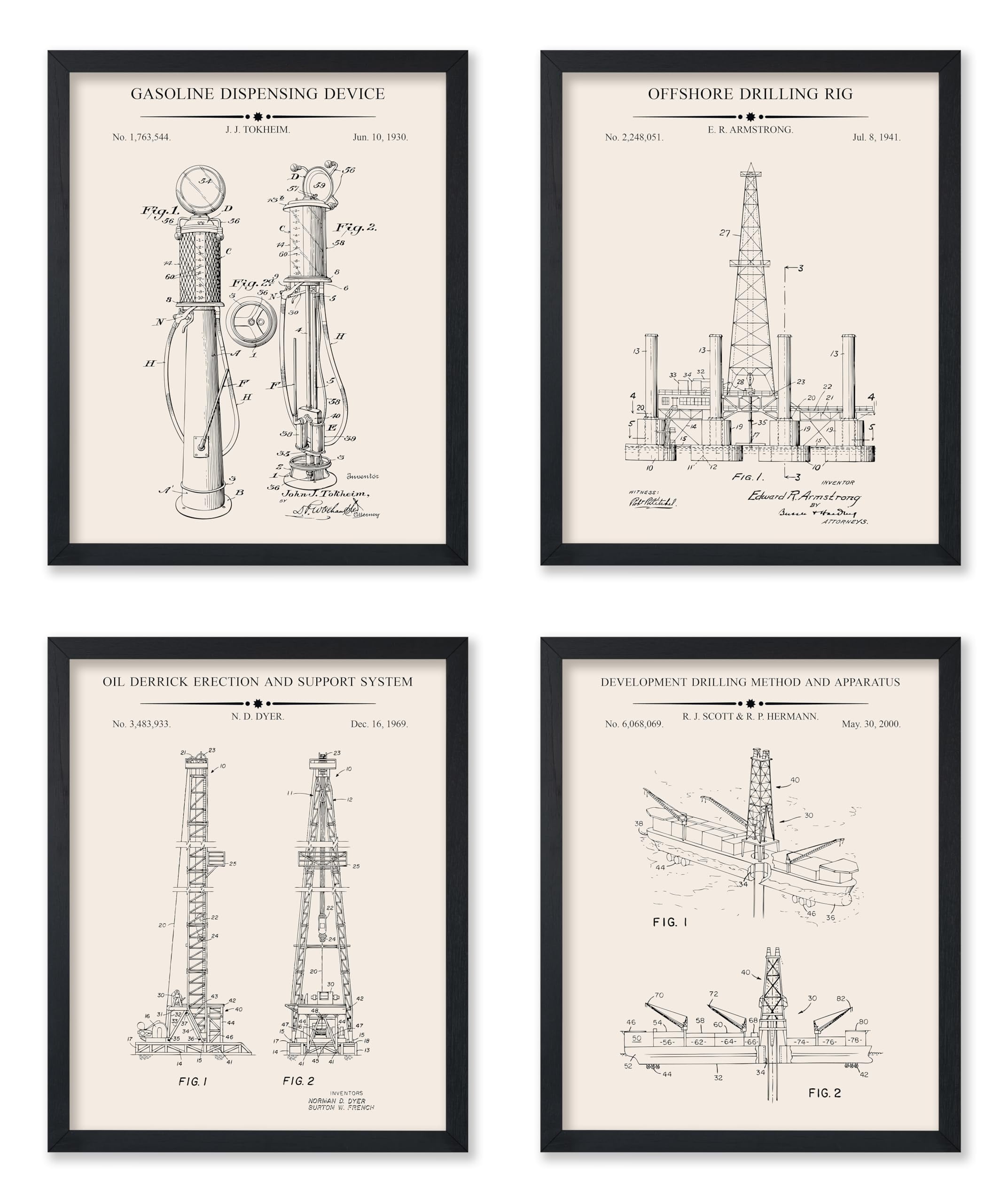 Poster Master 4-Piece Oil Rig Blueprint Poster - Gasoline Dispensing ...