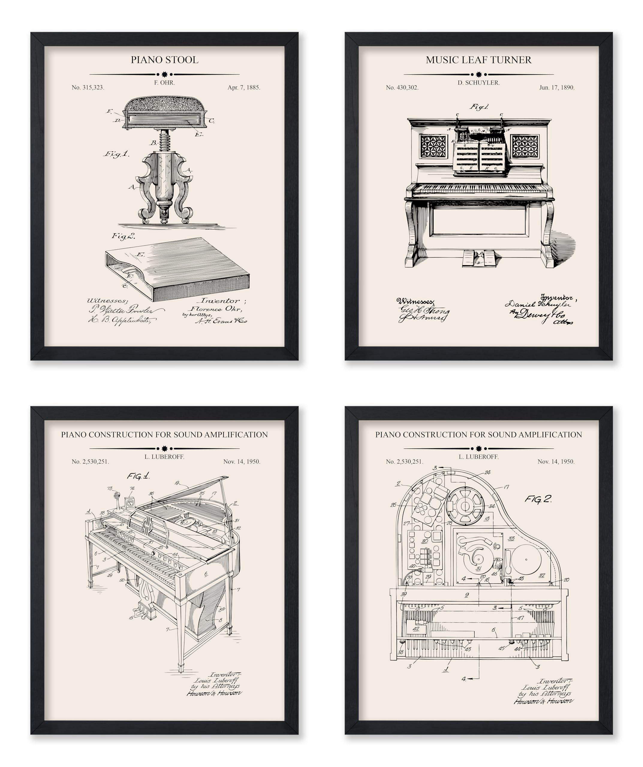 Poster Master 4-Piece Piano Blueprint Poster - Piano Patent Print ...