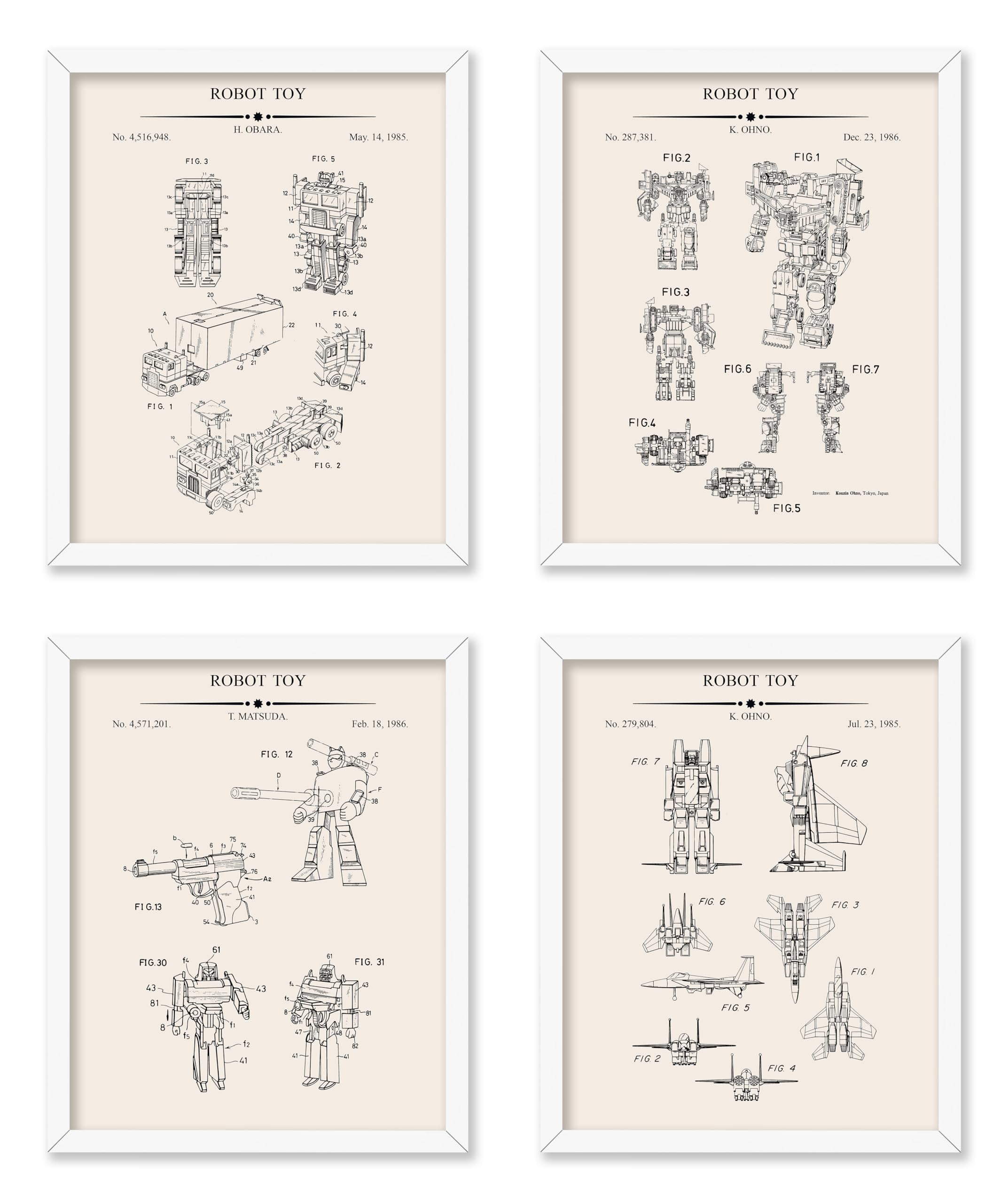 Poster Master 4-Piece Robot Toys Blueprint Poster - Transforming Robots ...