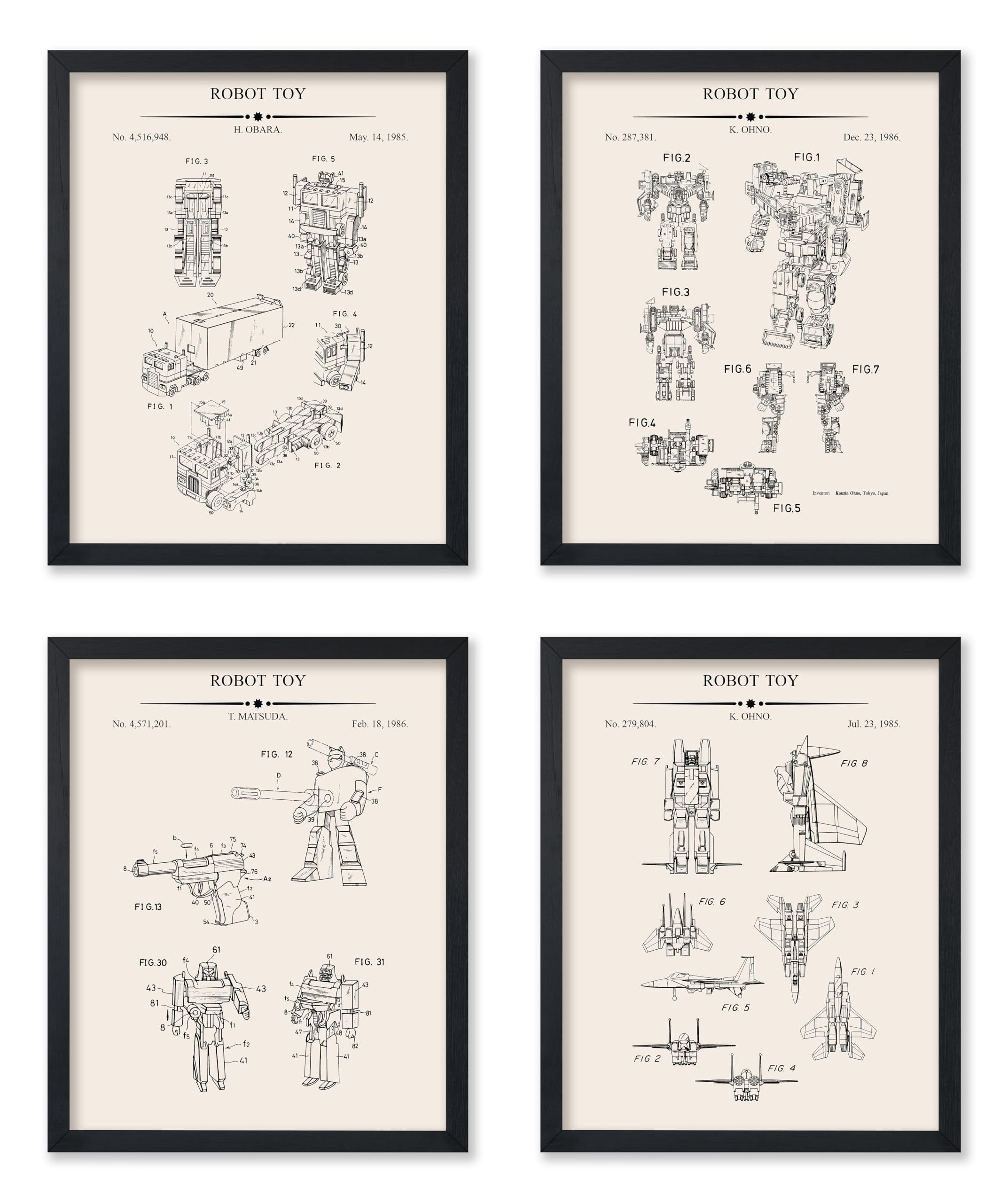 Poster Master 4-Piece Robot Toys Blueprint Poster - Transforming Robots ...