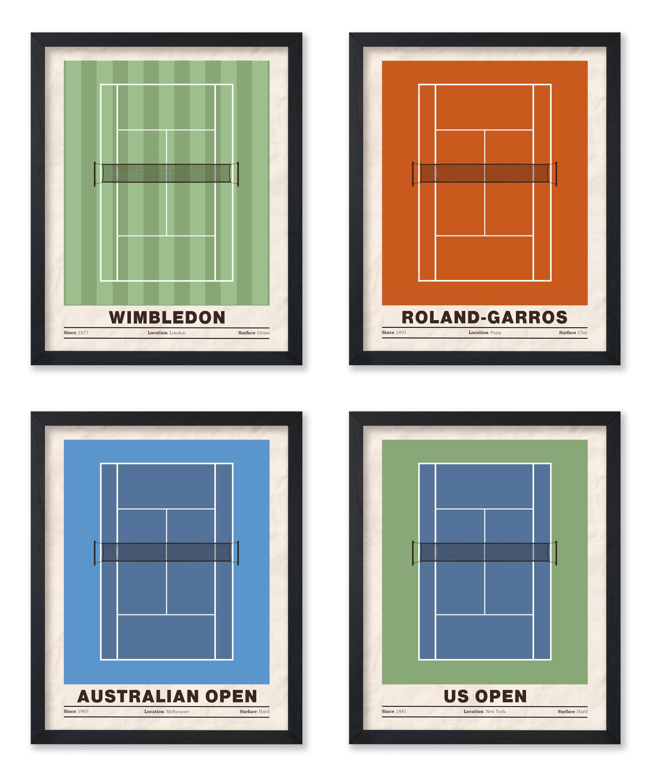 Poster Master 4-Piece Sports Poster - Tennis Print - Tennis Court Art ...