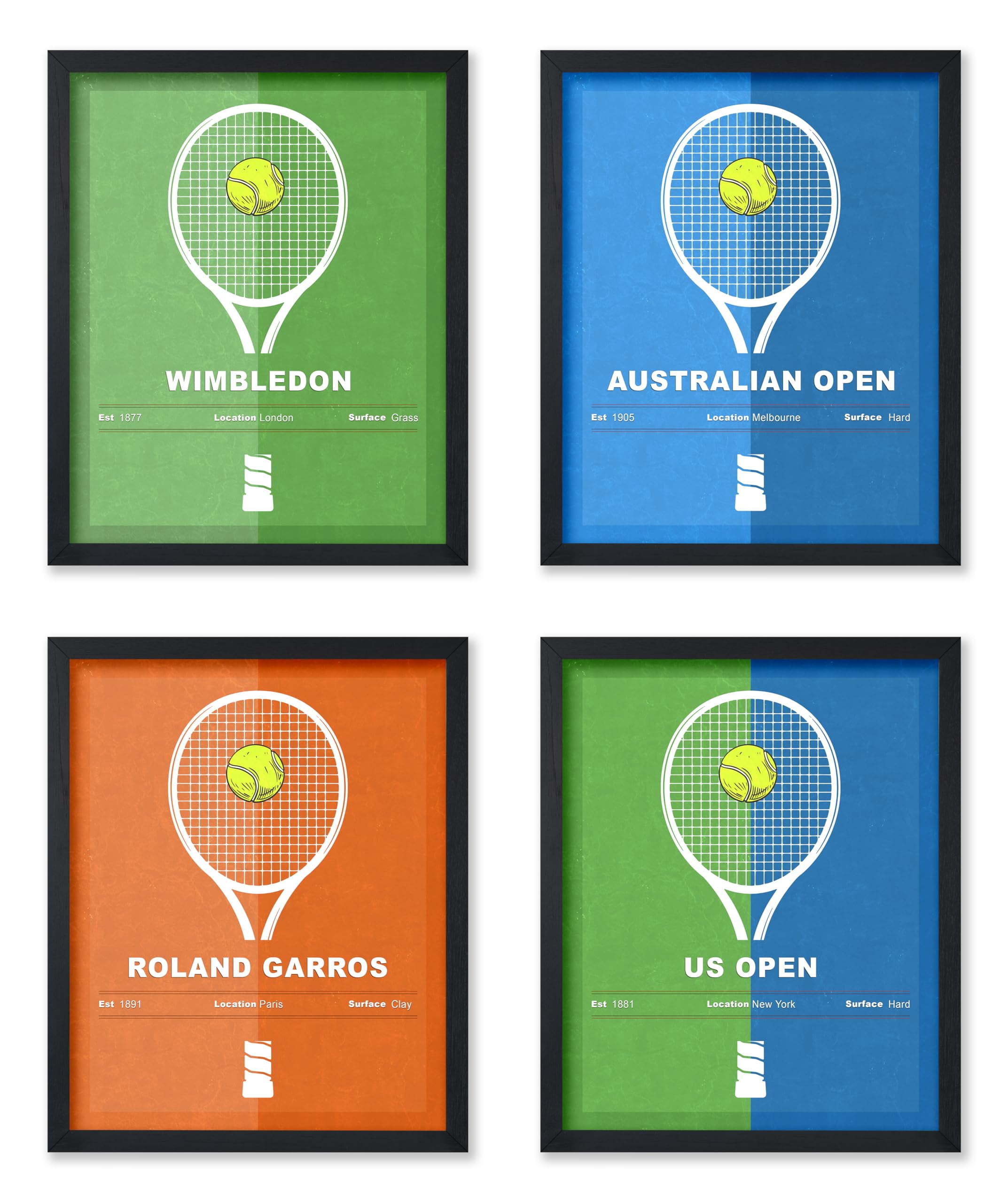 Poster Master 4-Piece Sports Poster - Tennis Print - Tennis Racket Art ...