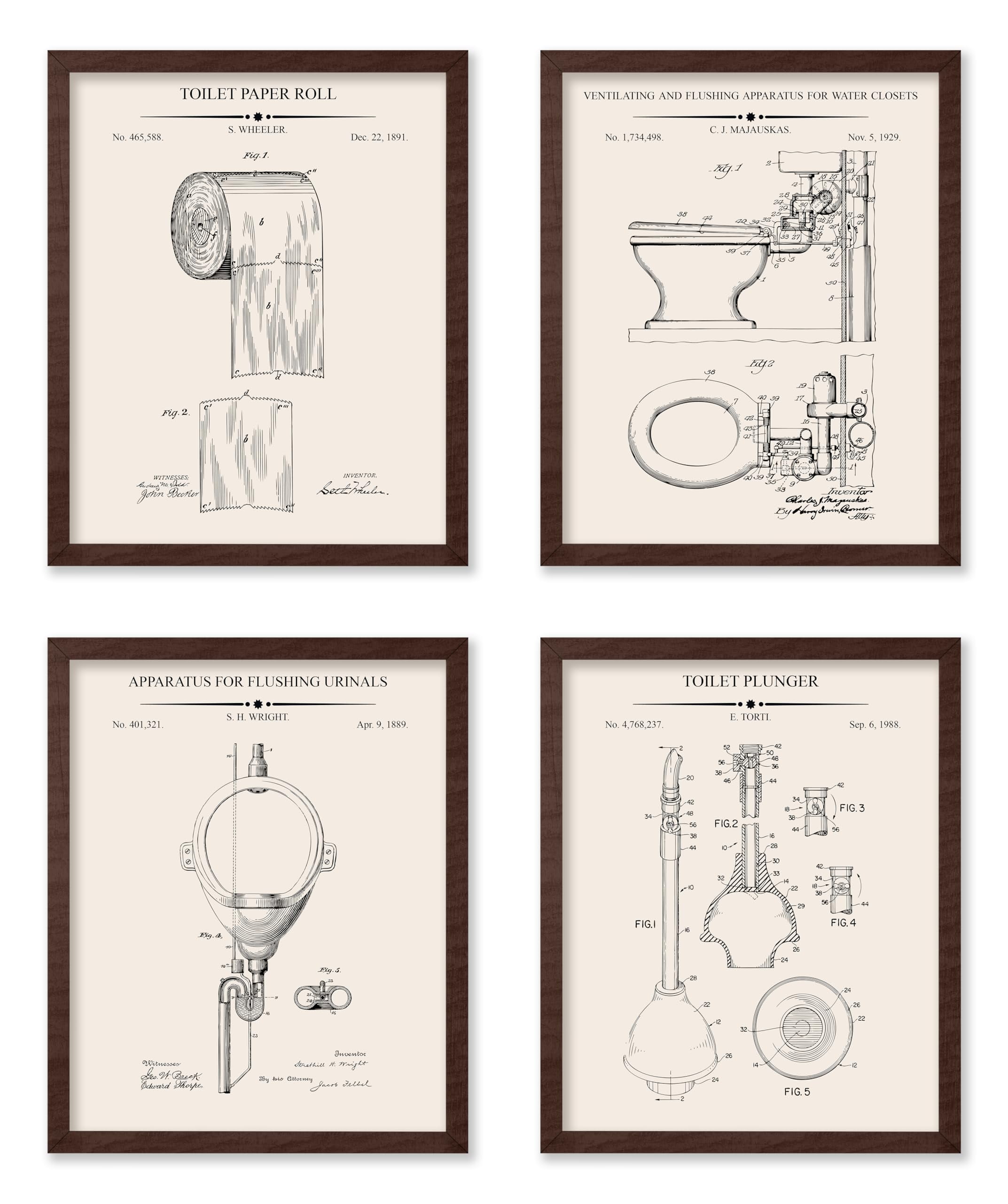 Poster Master 4-Piece Toilet Blueprint Poster - Toilet Paper Patent ...