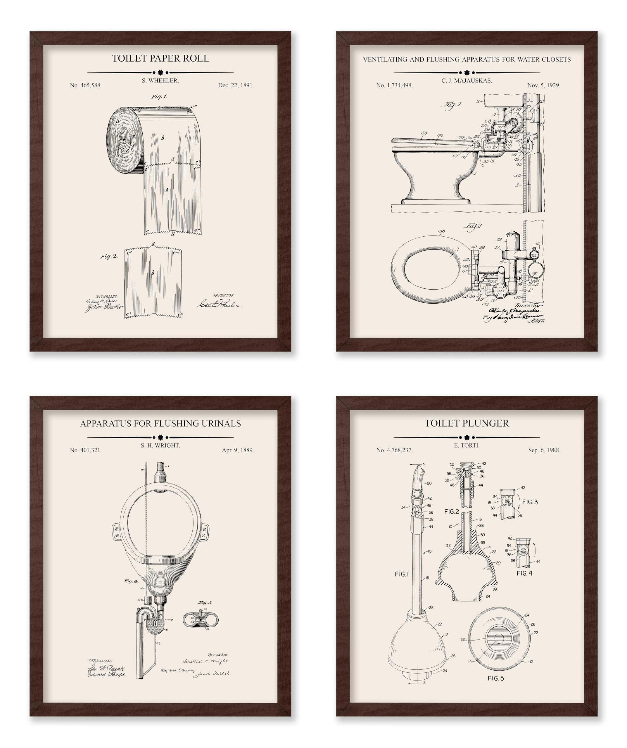 Poster Master 4-Piece Toilet Blueprint Poster - Toilet Paper Patent ...