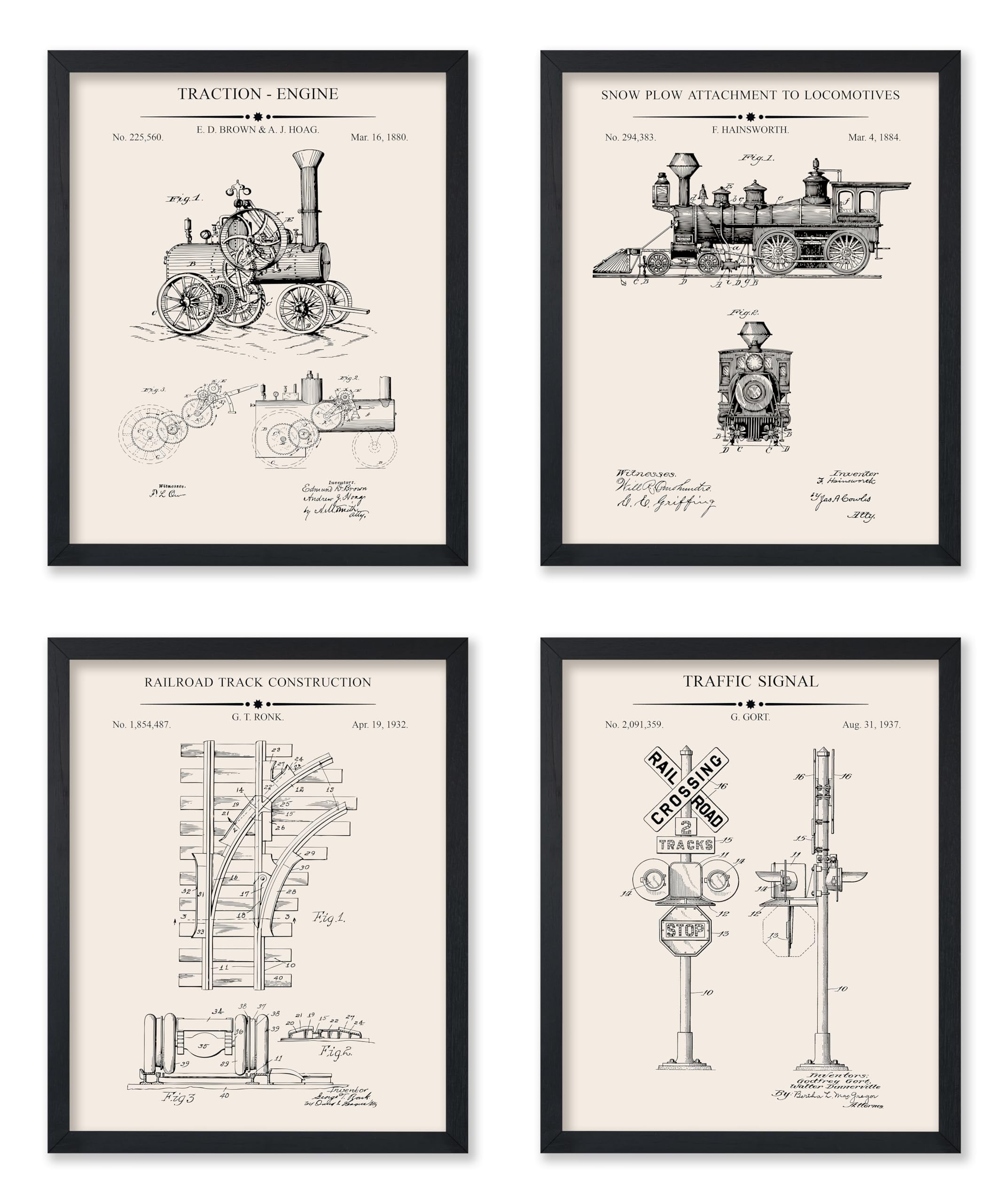 Poster Master 4-Piece Vintage Locomotive Blueprint Poster - Traction ...