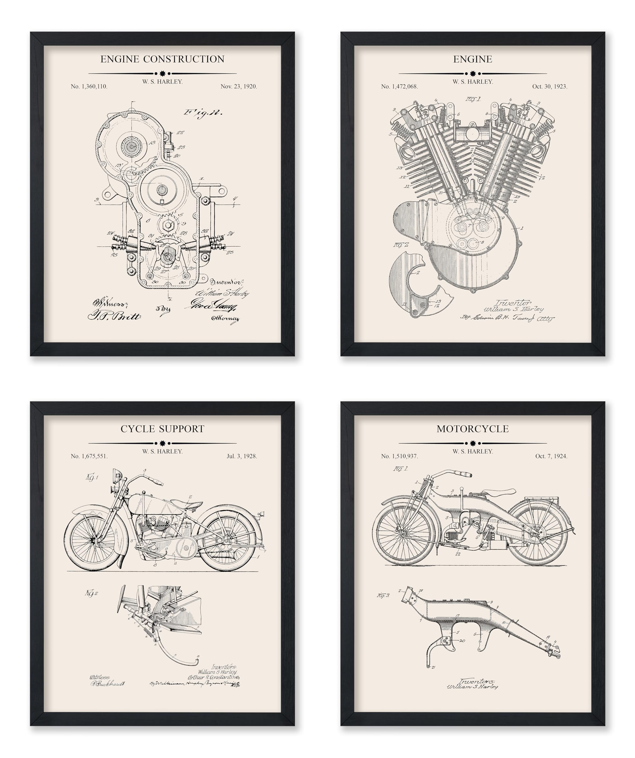 Poster Master 4-Piece Vintage Motorcycle Blueprint Poster - Motorcycle ...