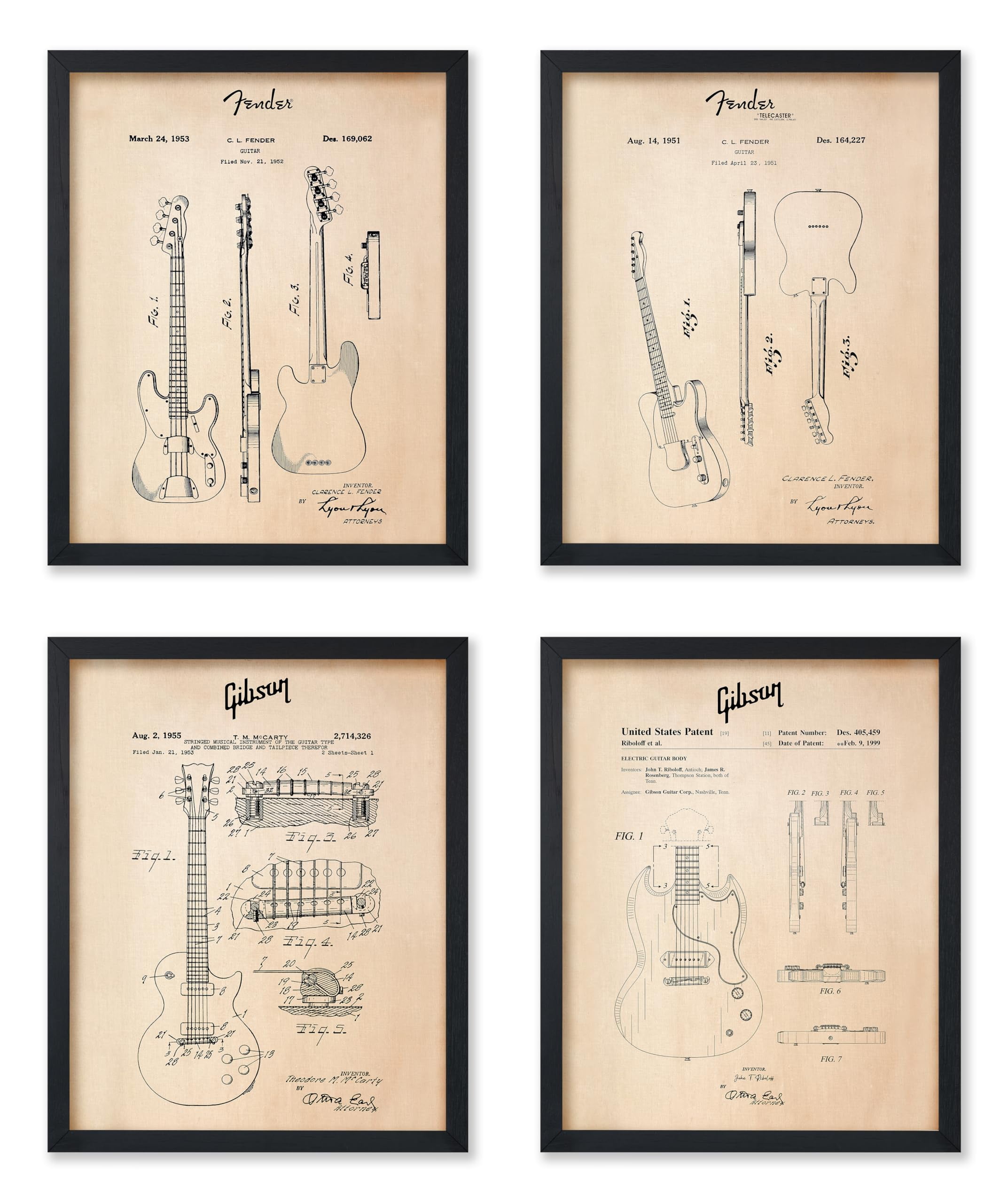 Poster Master 4-Piece Vintage Music Poster - Retro Instrument Print ...
