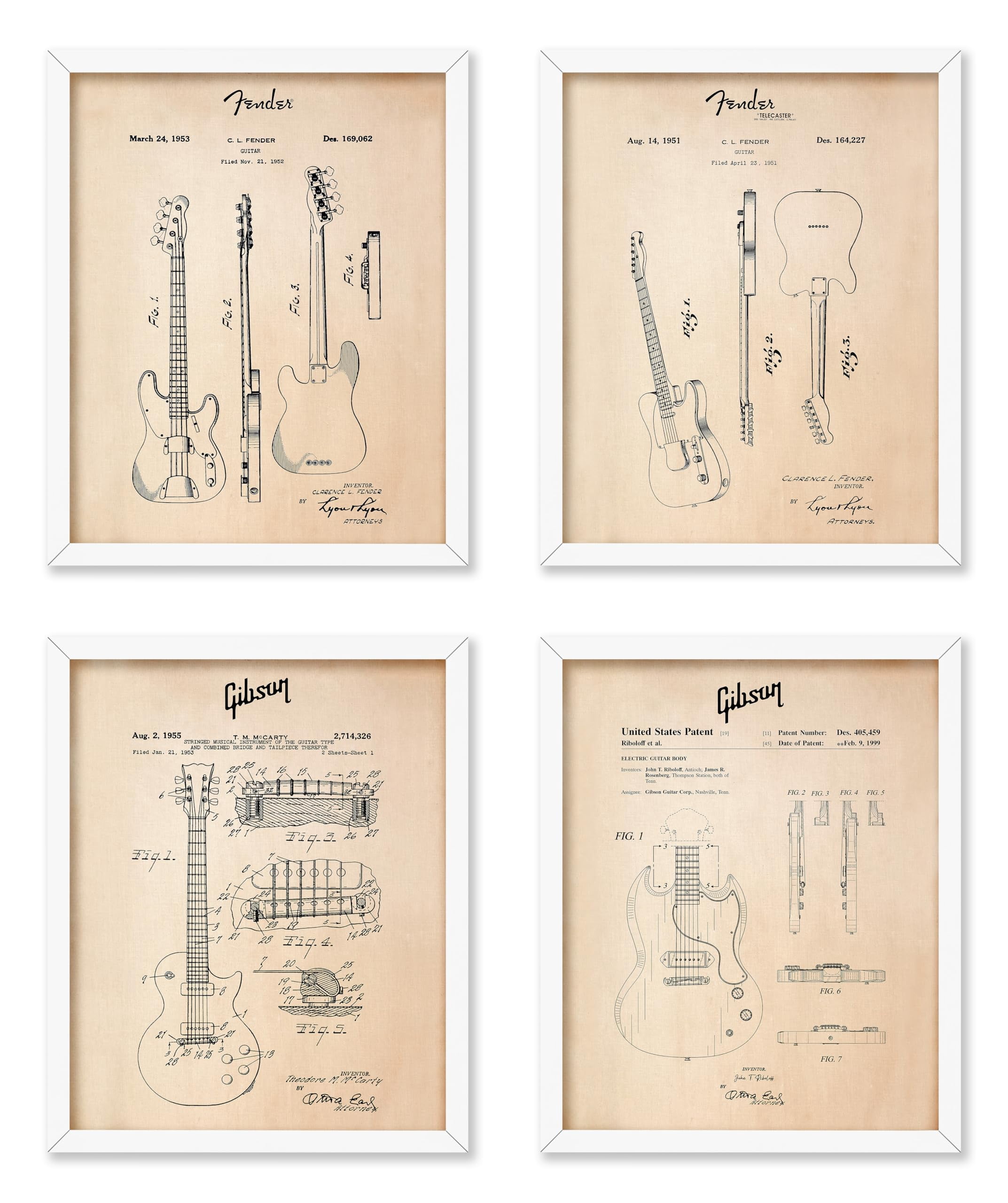 Poster Master 4-Piece Vintage Music Poster - Retro Instrument Print ...
