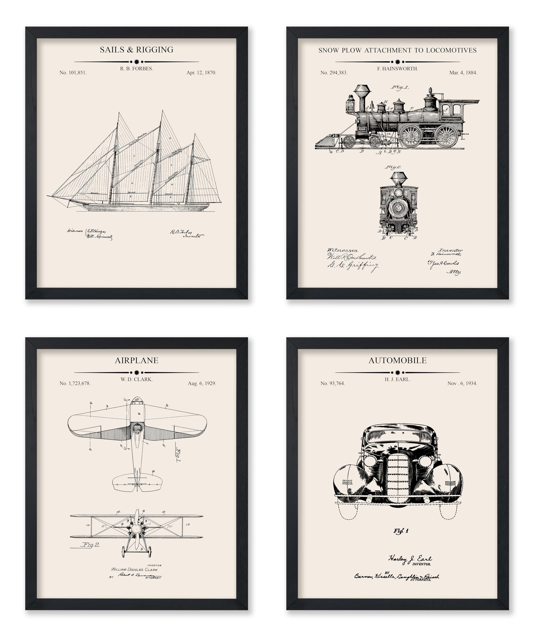 Poster Master 4-Piece Vintage Transportation Blueprint Poster ...