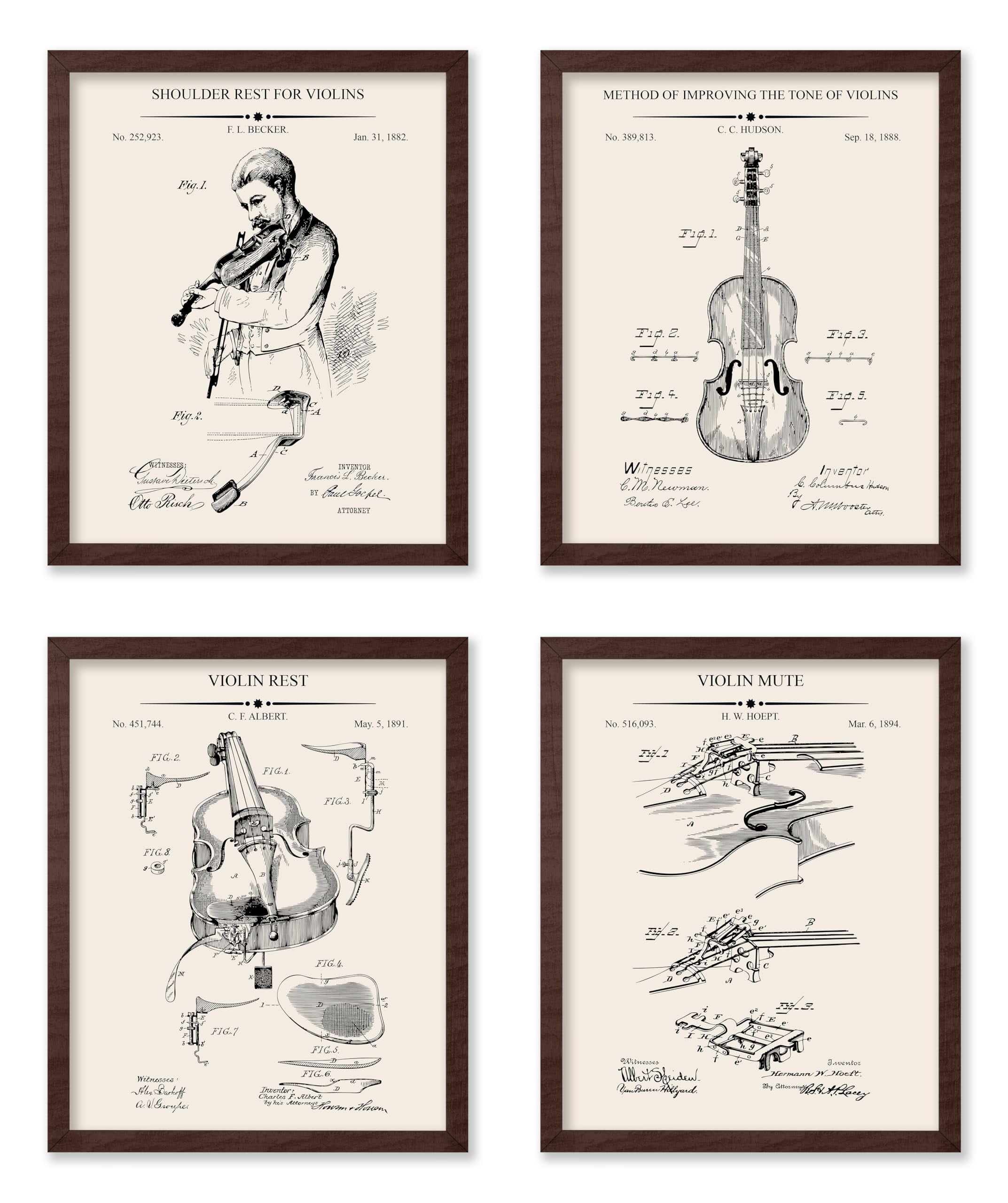 Poster Master 4-Piece Violin Blueprint Poster - Violin Patent Print ...