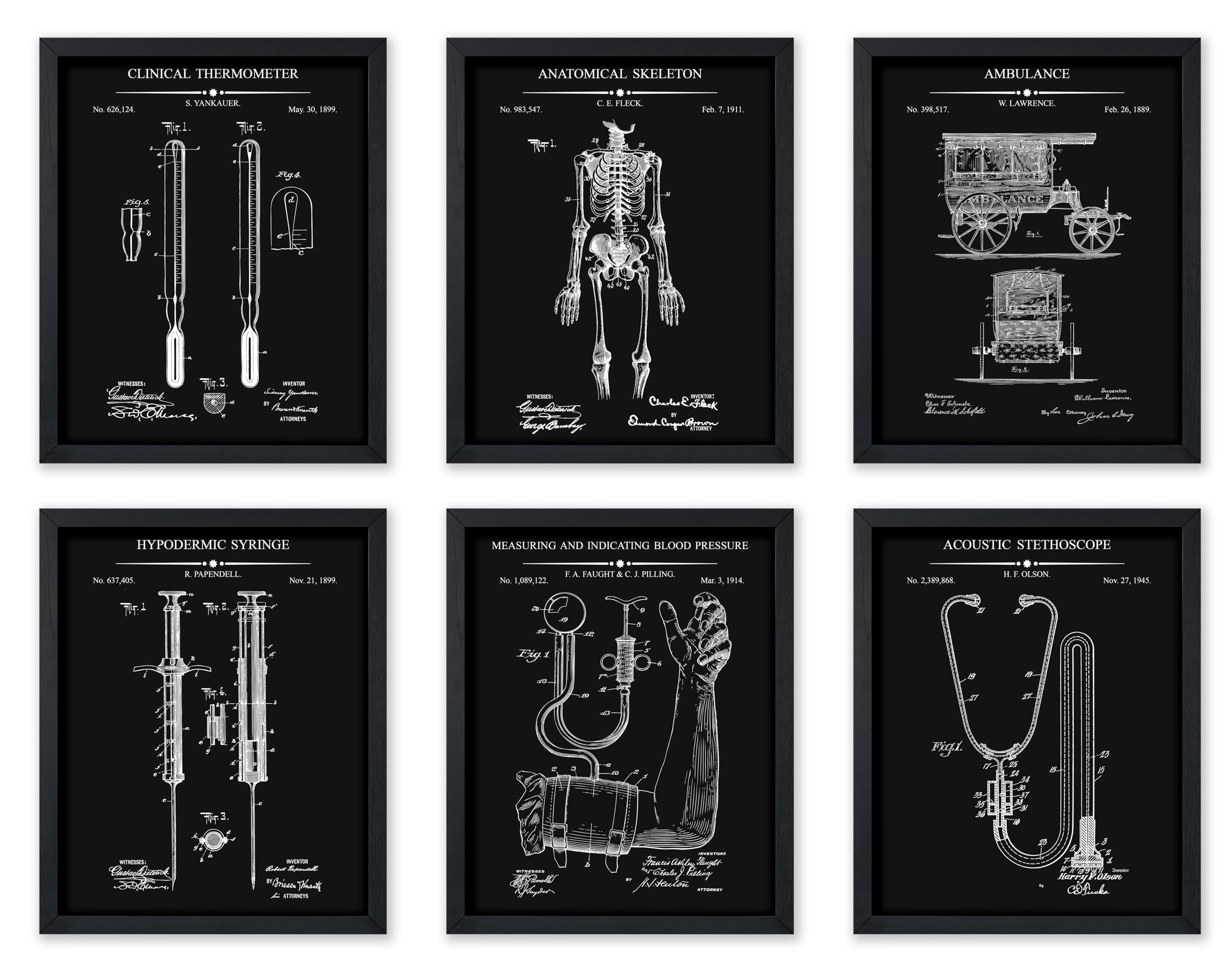 Poster Master 6-Piece Medical Blueprint Poster - Thermometer Patent ...