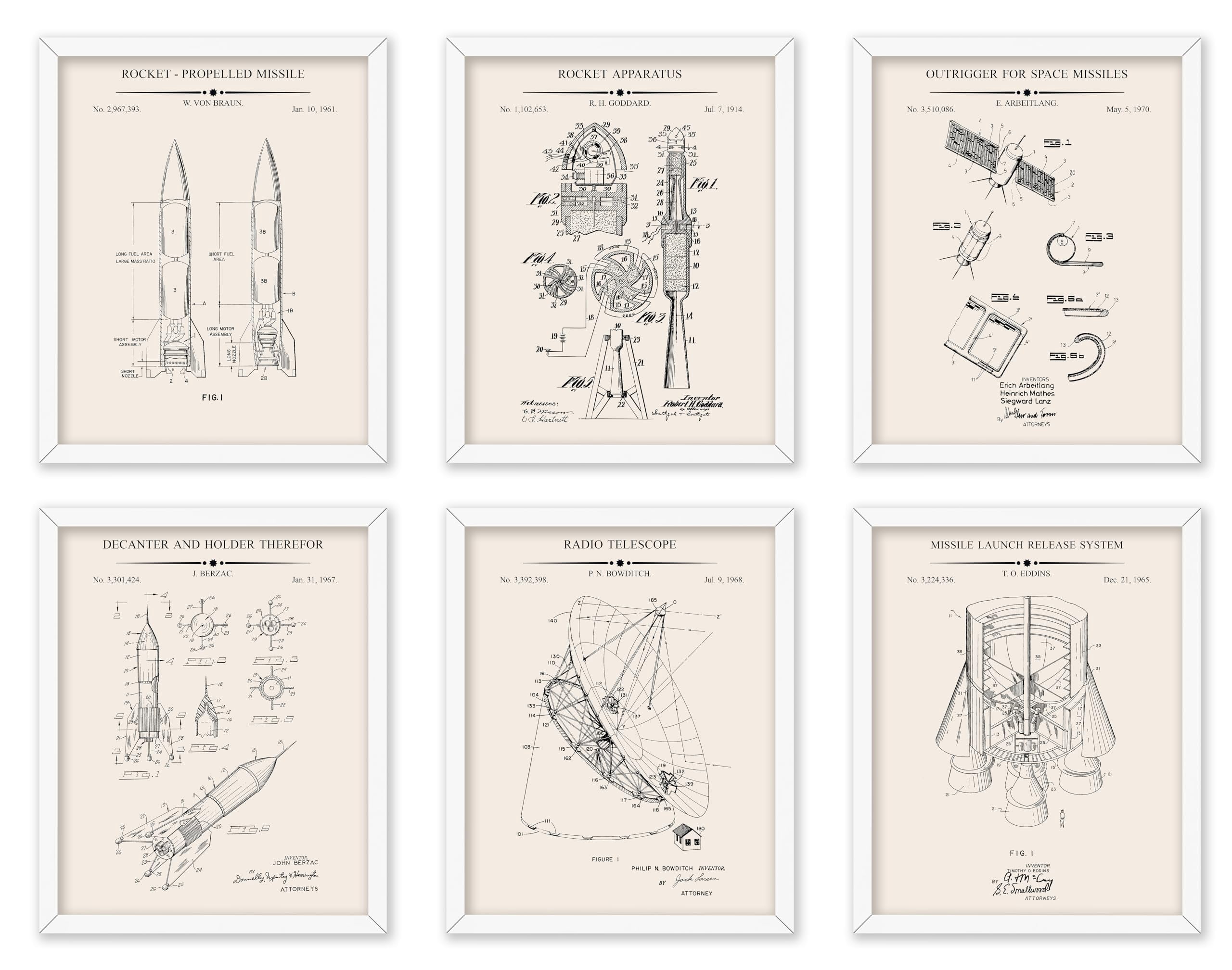 Poster Master 6-Piece Space Exploration Blueprint Poster - Space Rocket ...