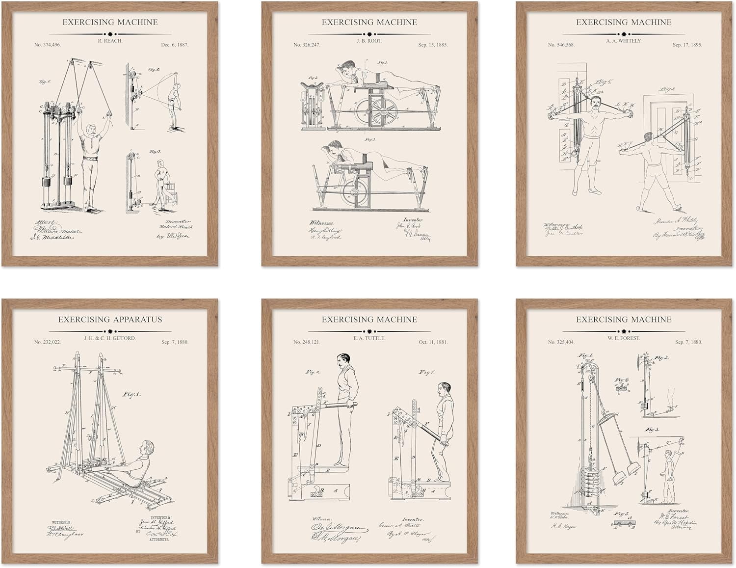 Poster Master 6-Piece Workout Blueprint Poster - Exercising Machine ...