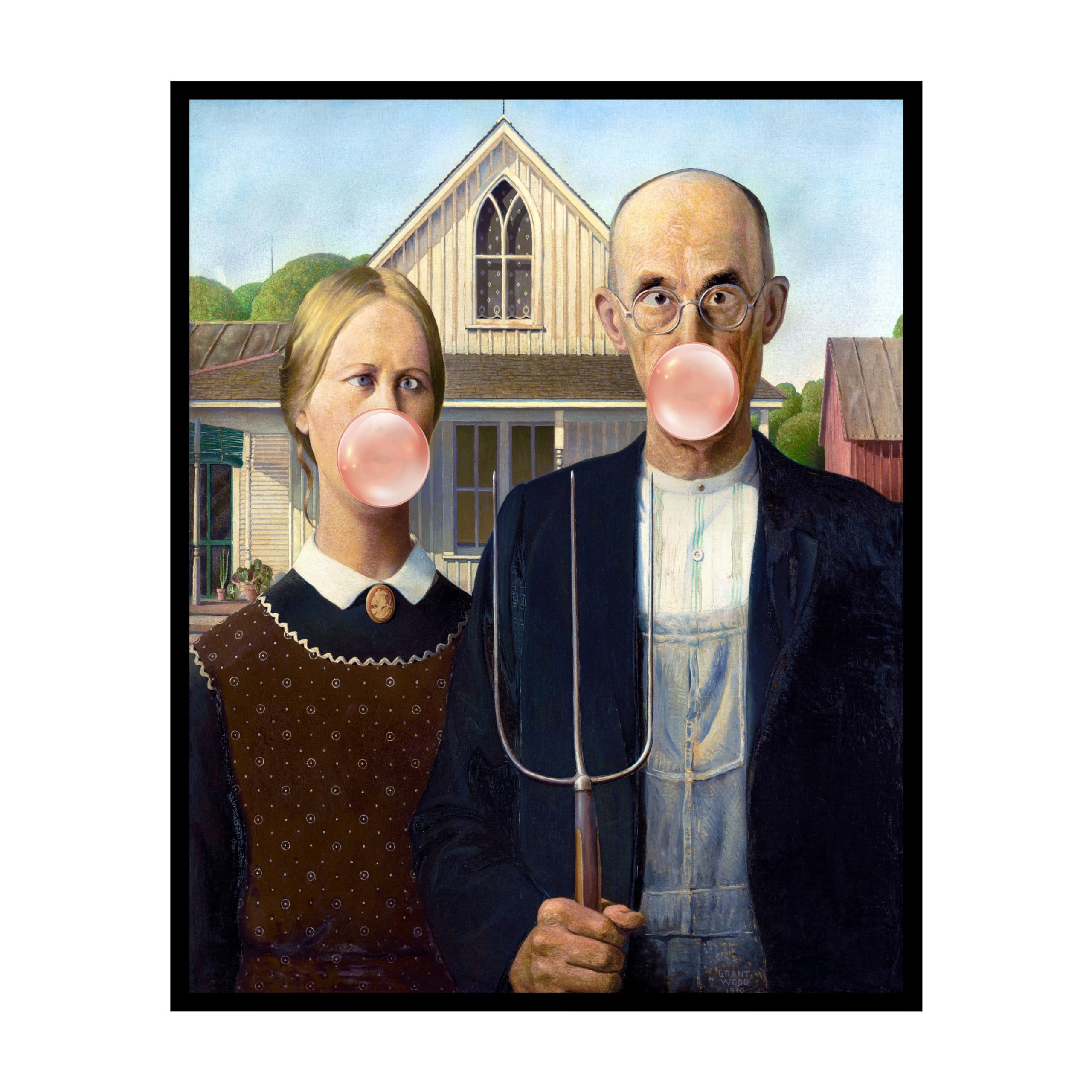 Poster Master American Gothic Poster - Bubble Gum Print - Altered Art ...