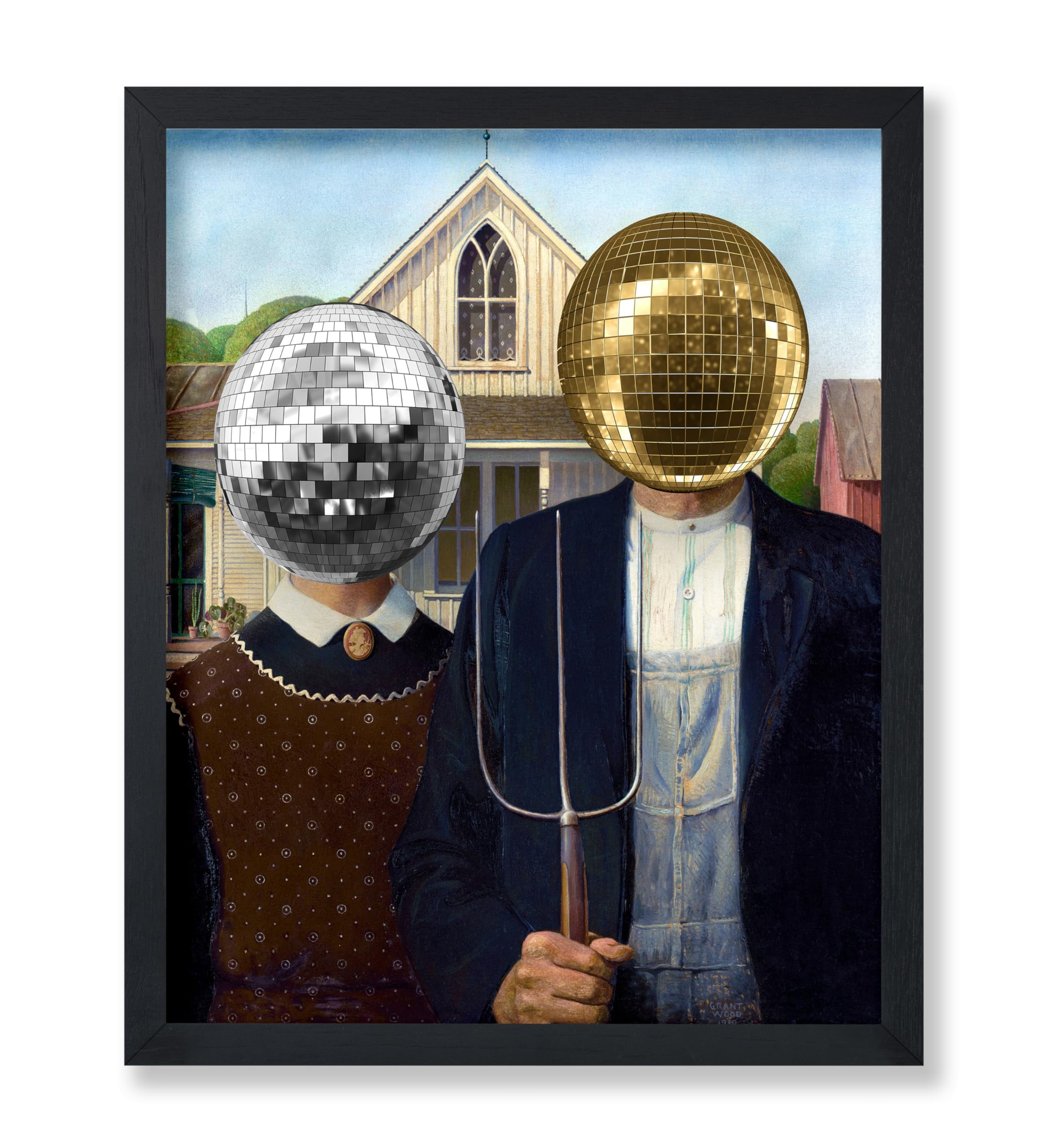 Poster Master American Gothic Poster - Disco Ball Print - Altered Art ...