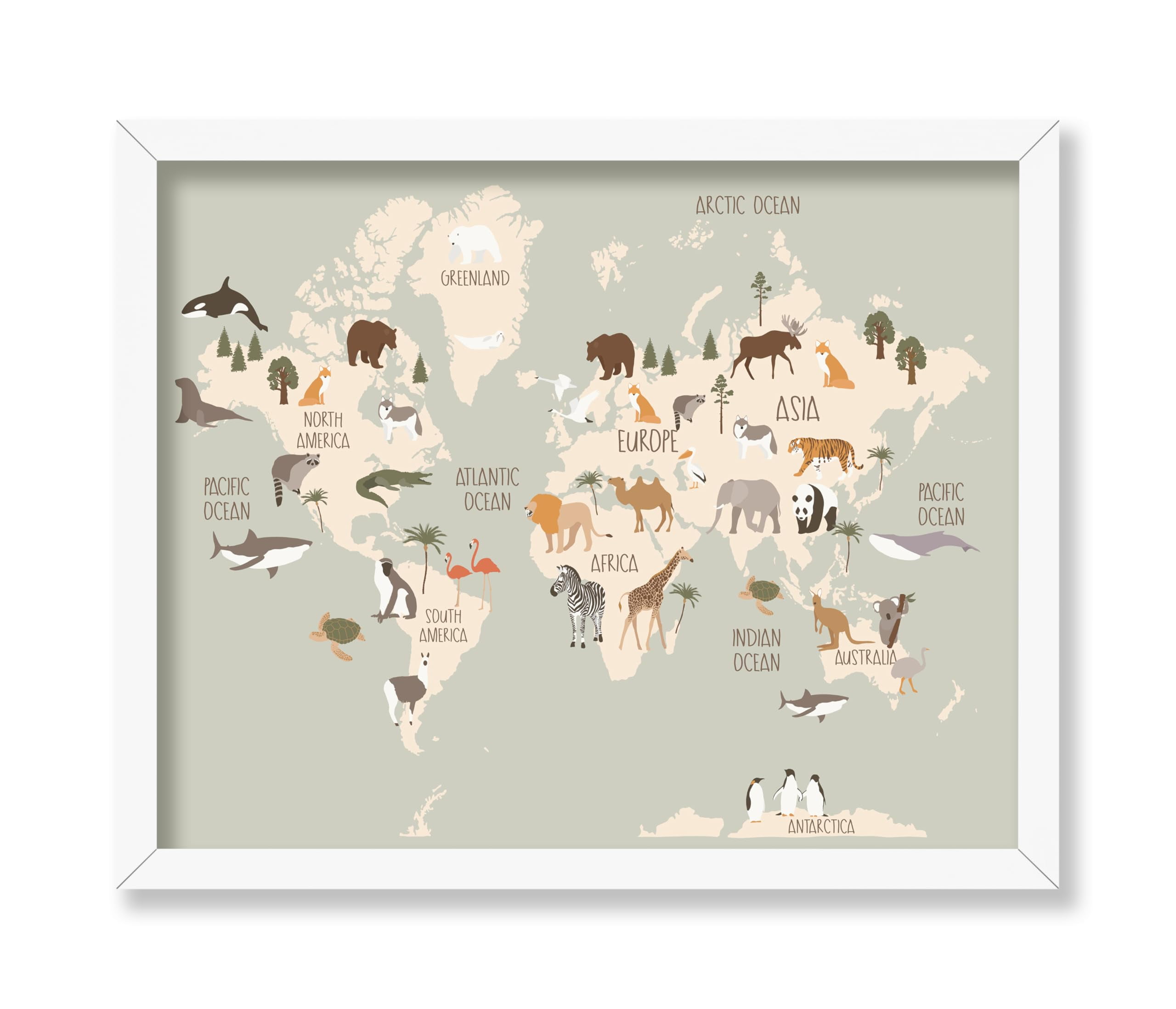 Poster Master Animal World Map Poster - Map Of The World Print ...