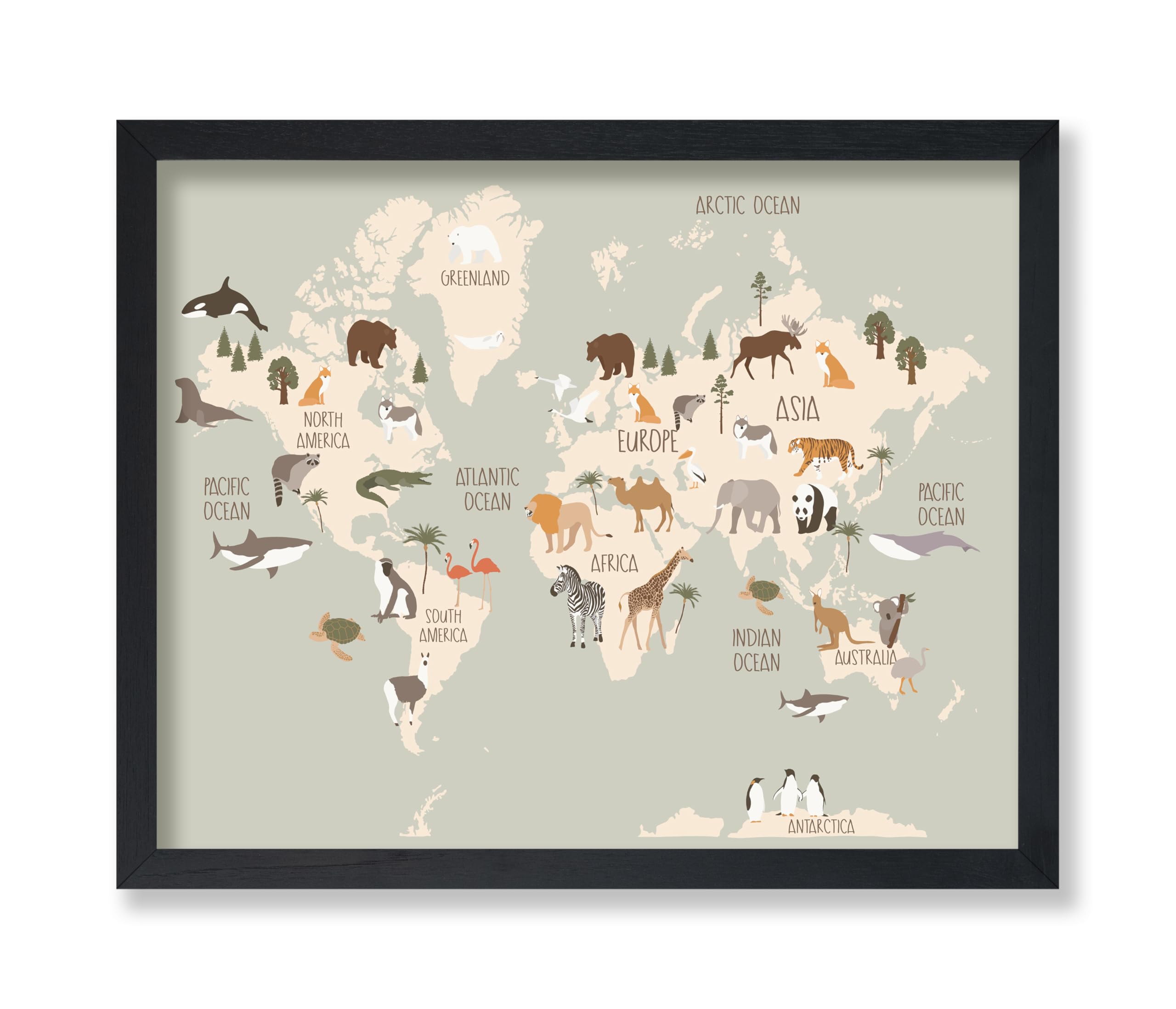 Poster Master Animal World Map Poster - Map Of The World Print ...