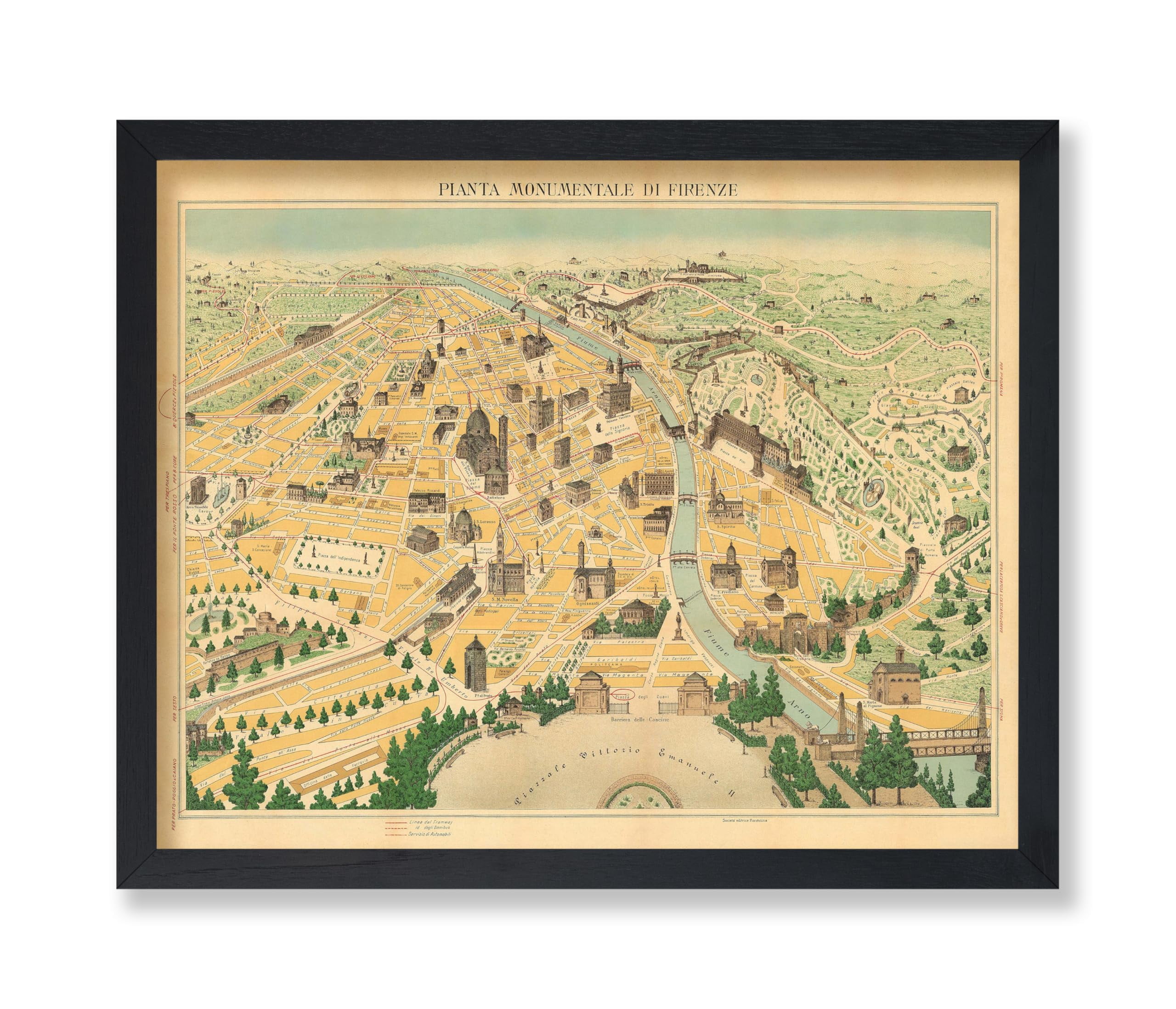 Poster Master Anique Map Poster - Old Map of Florence - 8x10 Unframed ...