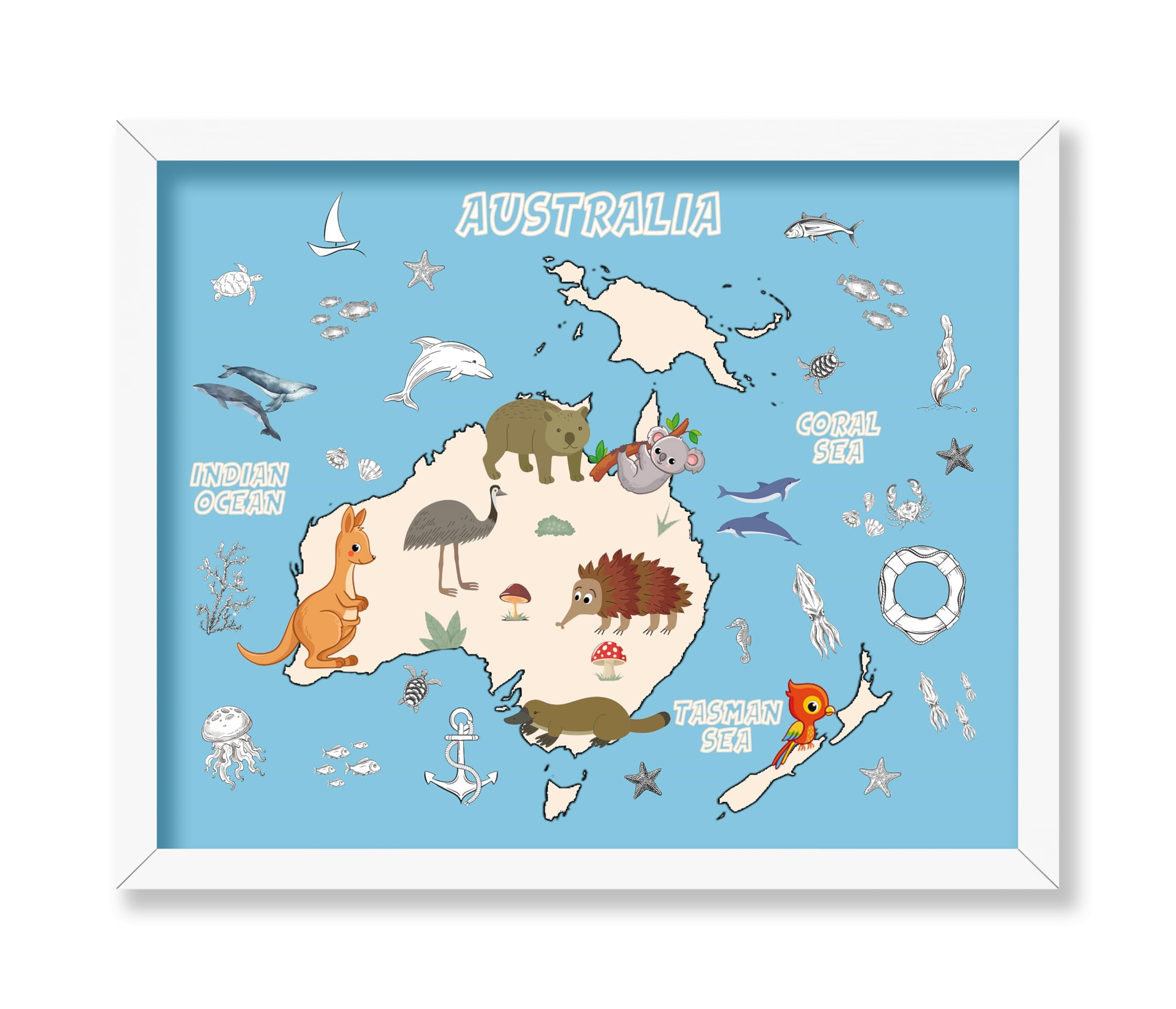Poster Master Australia Continent Poster - Animal Print - Learning ...