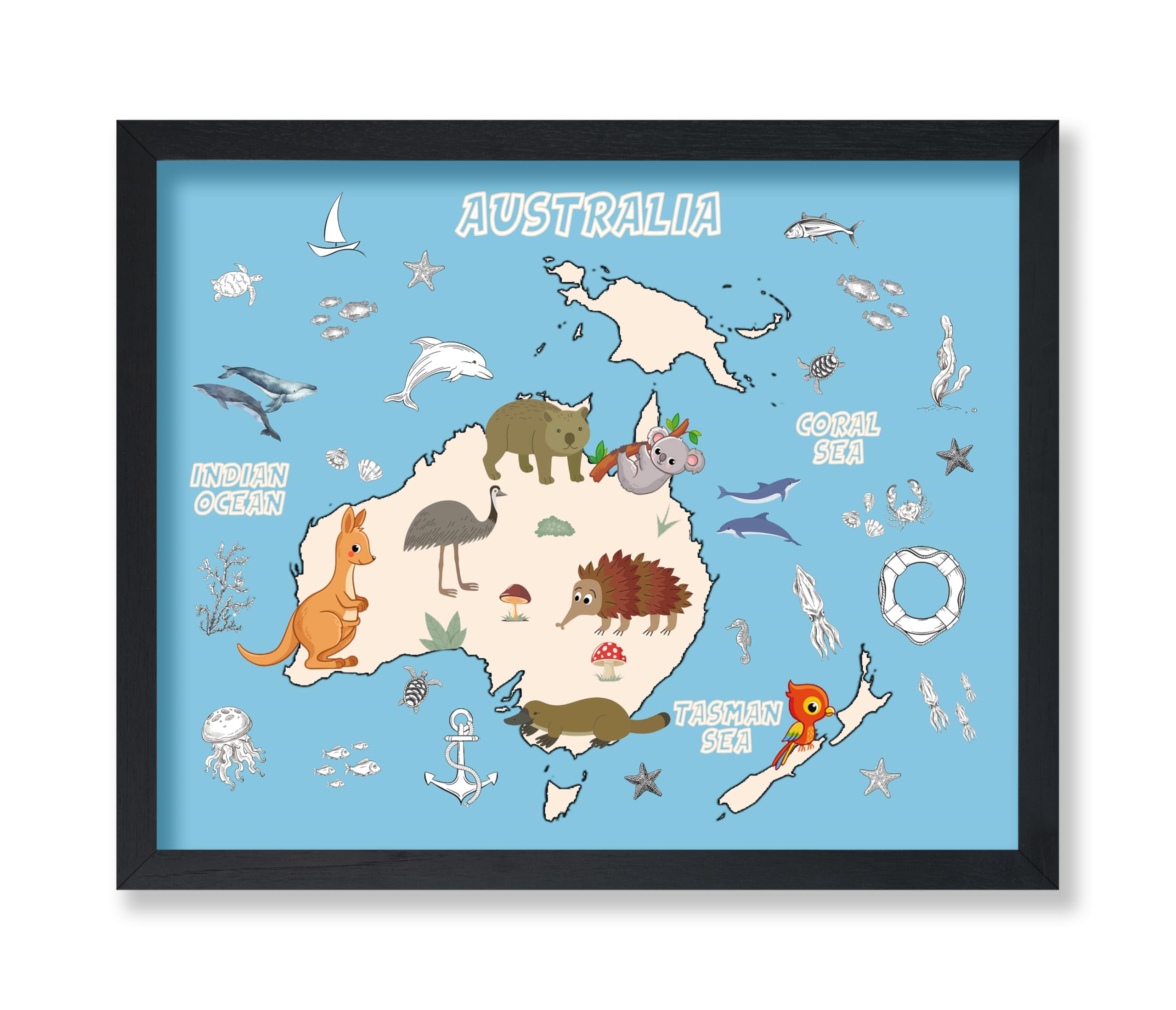 Poster Master Australia Continent Map Poster - Animal Map Print ...