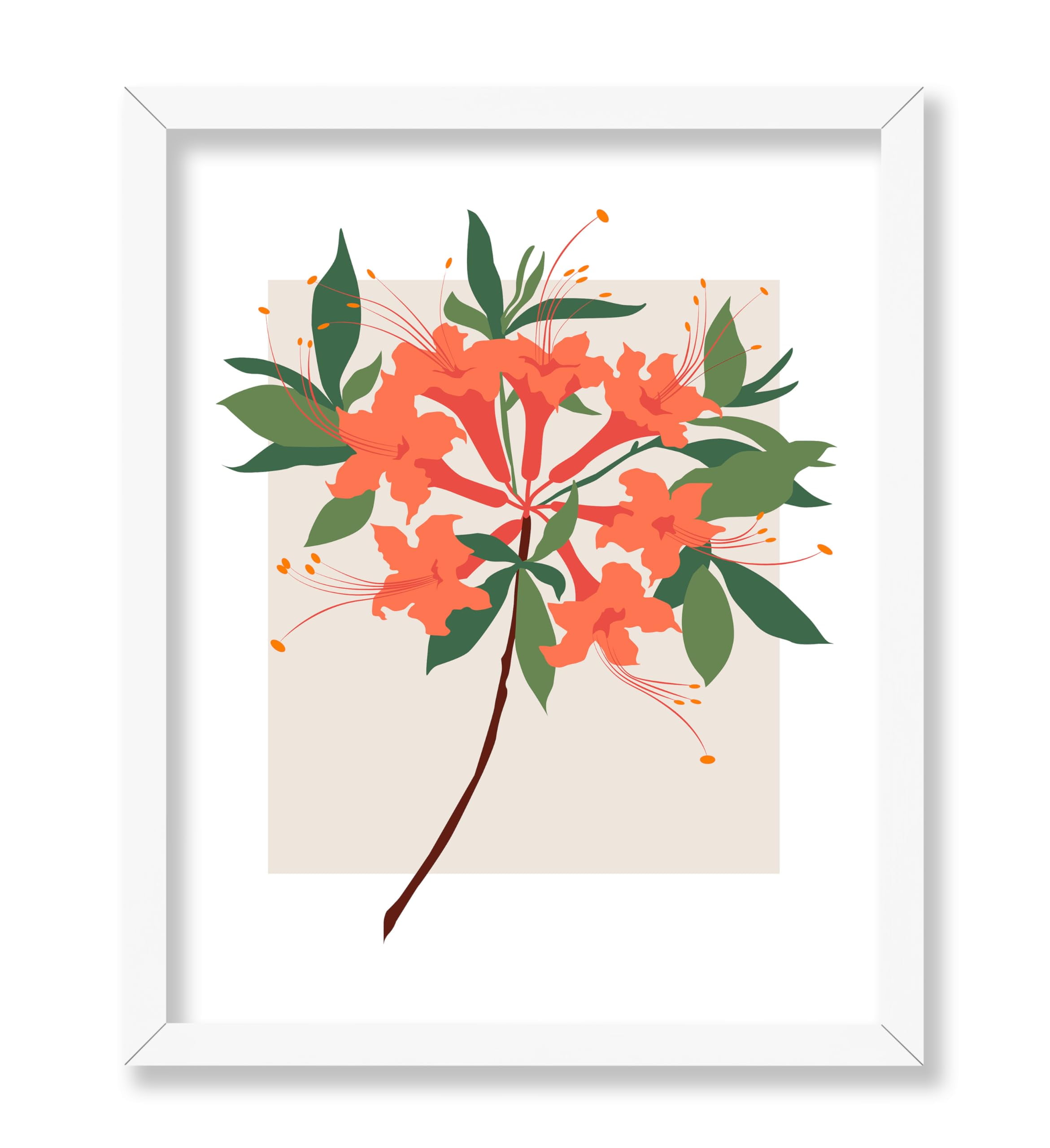 Poster Master Azalea Poster - Retro Red Flowers Print - Floral Art ...