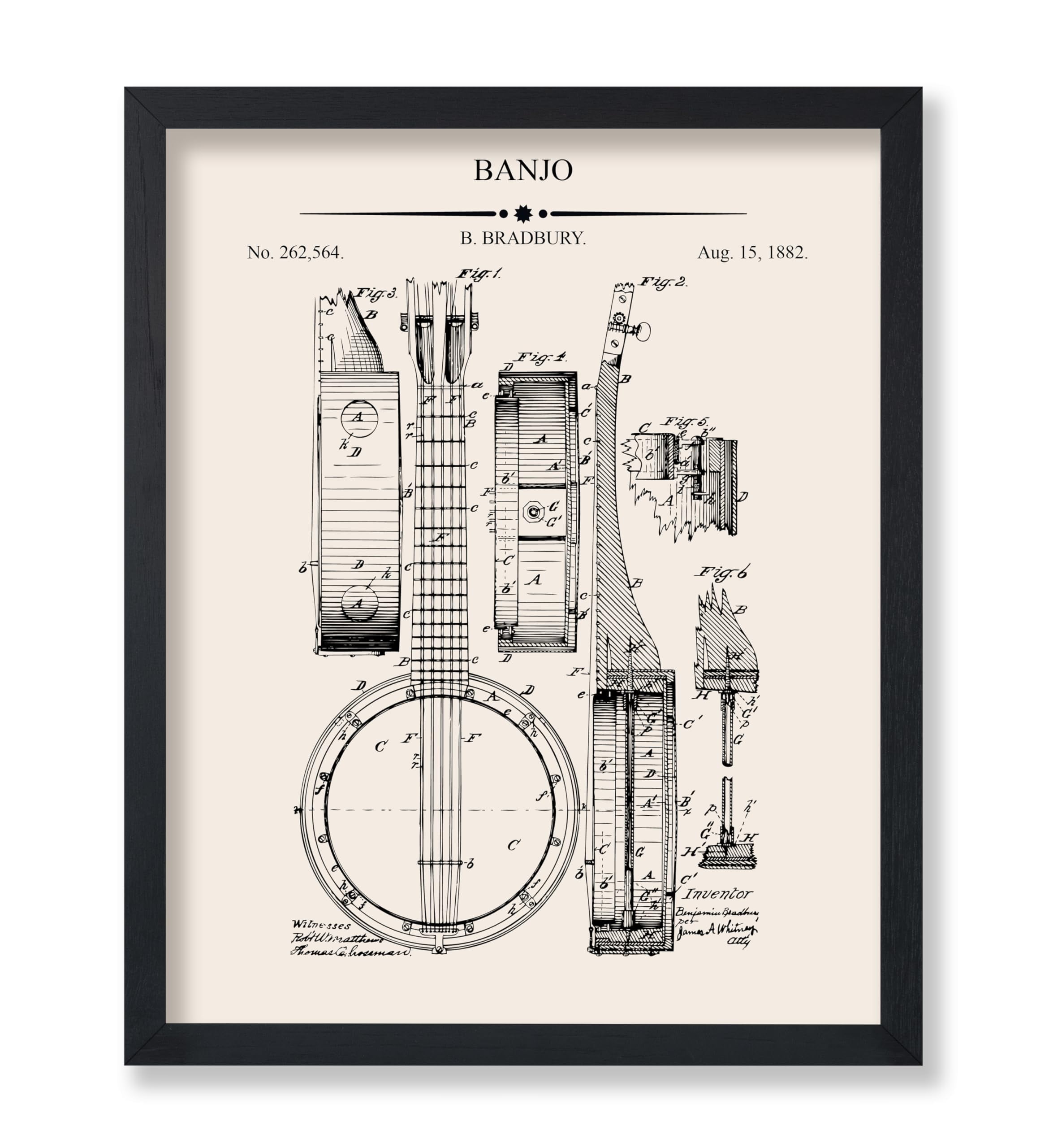 Poster Master Banjo Blueprint Poster - Banjo Patent Print - Music Art ...