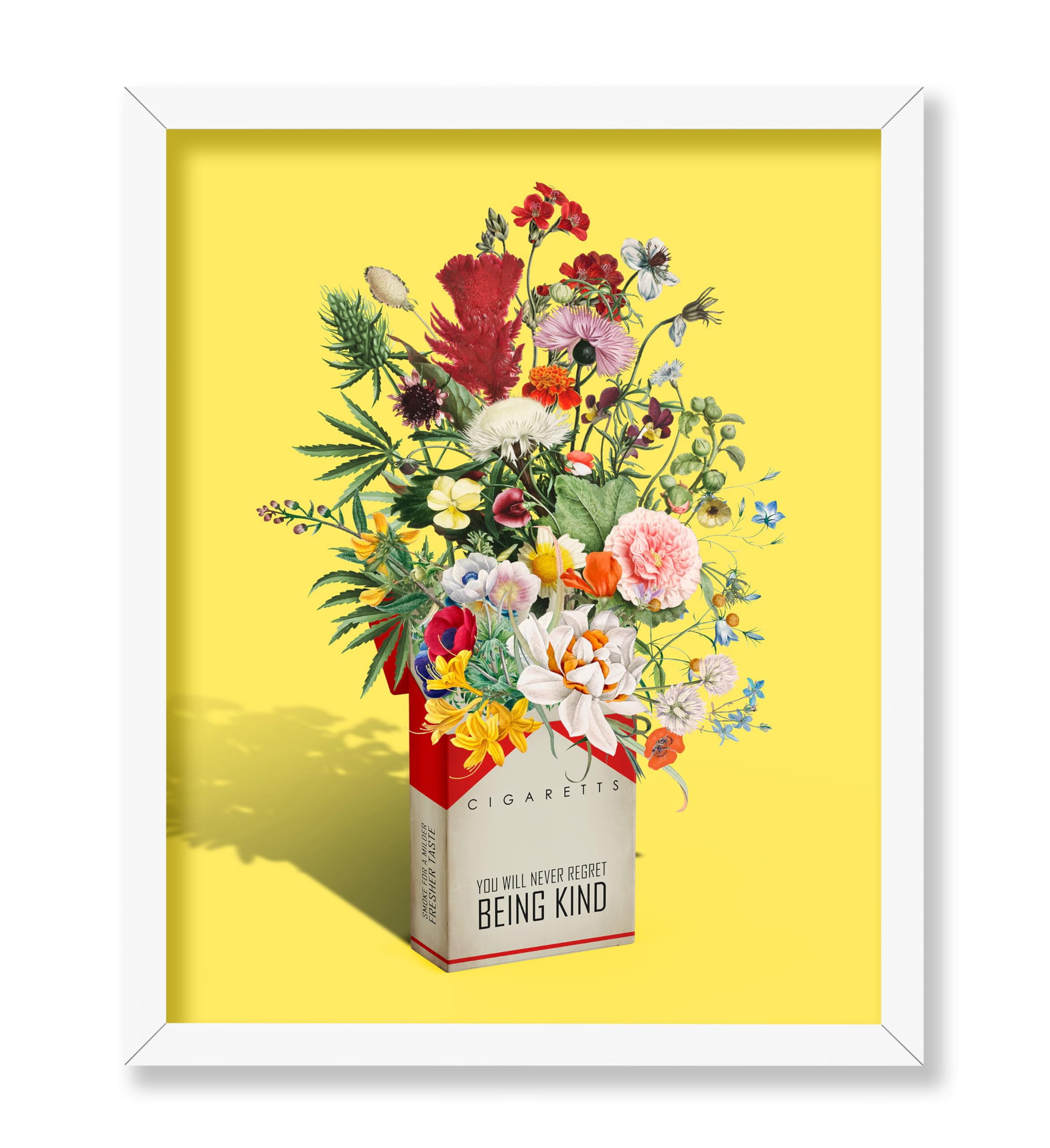 Poster Master Be Kind Poster - Retro Flowers Print - Yellow Collage Art ...