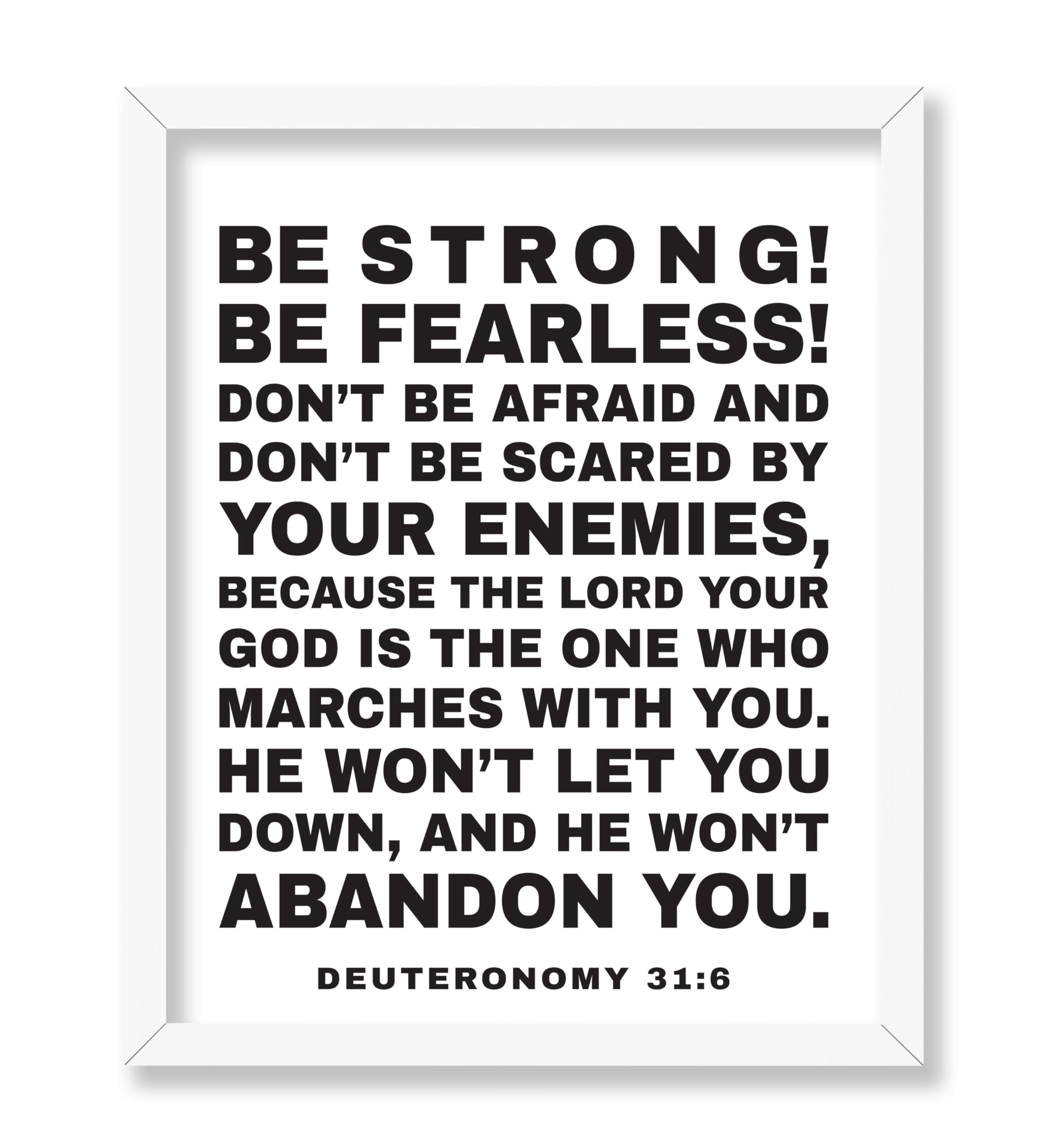 Poster Master Be Strong Poster - White Bible Verse Print - Motivational ...