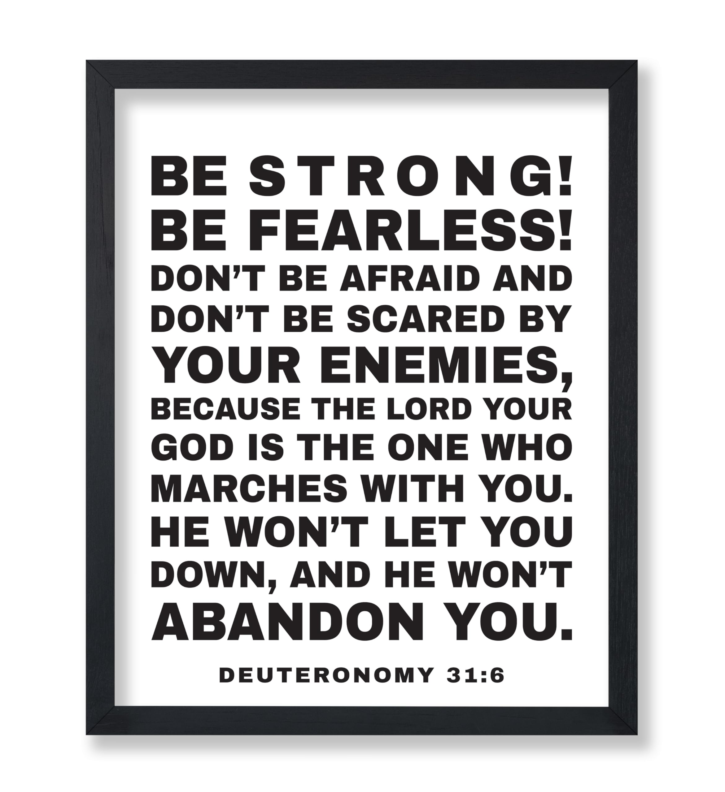 Poster Master Be Strong Poster - White Bible Verse Print - Motivational ...