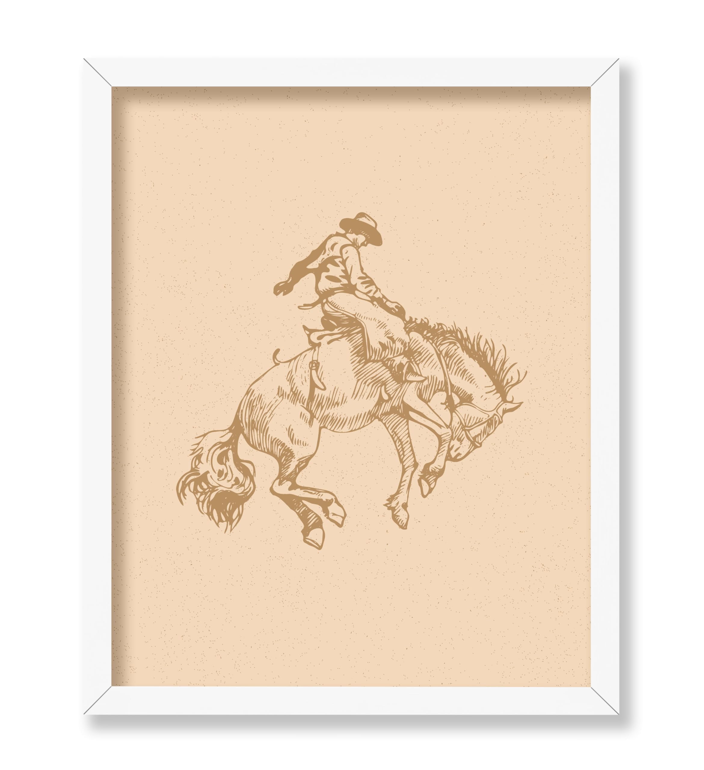 Poster Master Beige Cowboy Poster - Retro Cowboy on Bucking Horse Print ...
