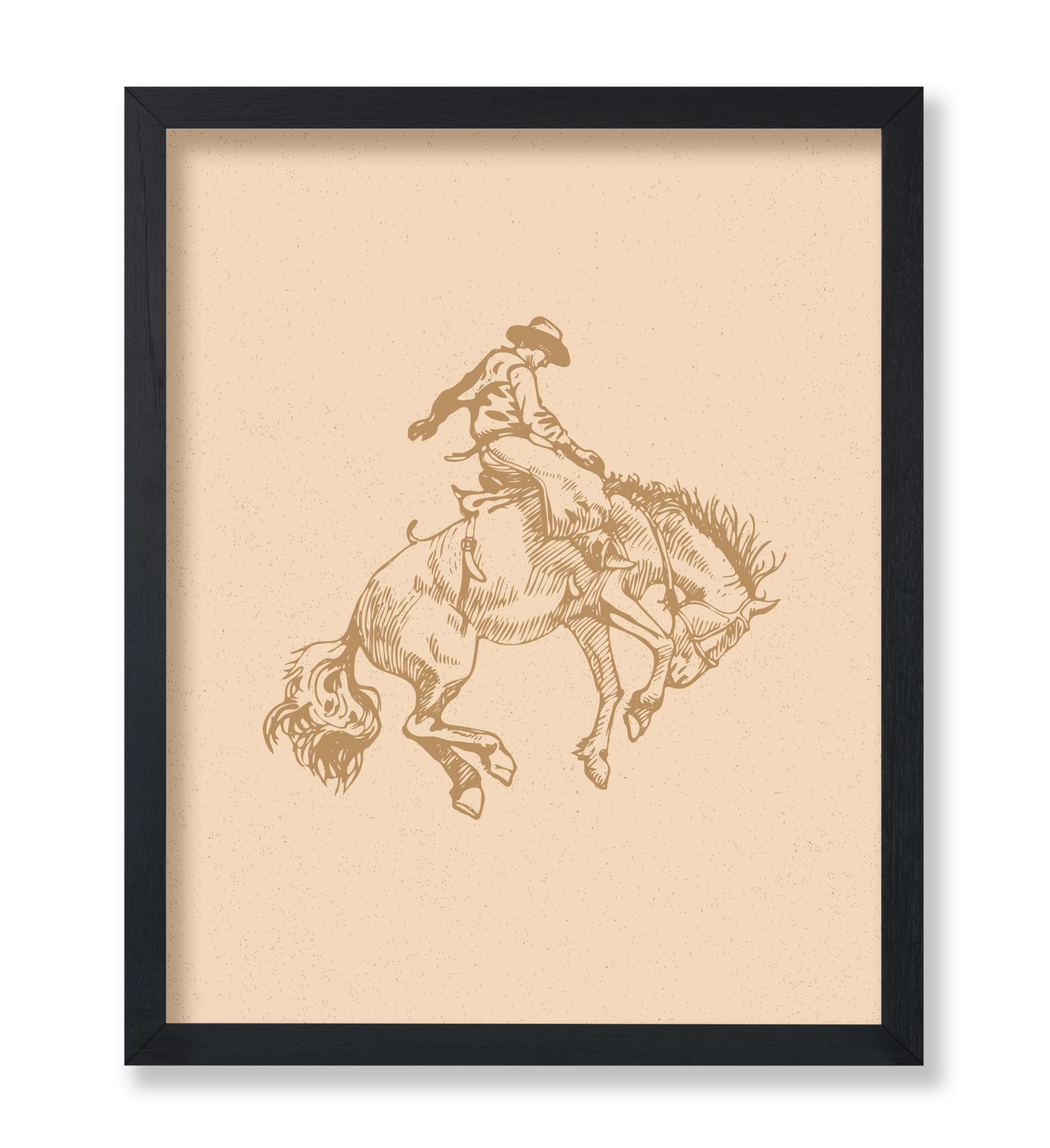 Poster Master Beige Cowboy Poster - Retro Cowboy on Bucking Horse Print ...