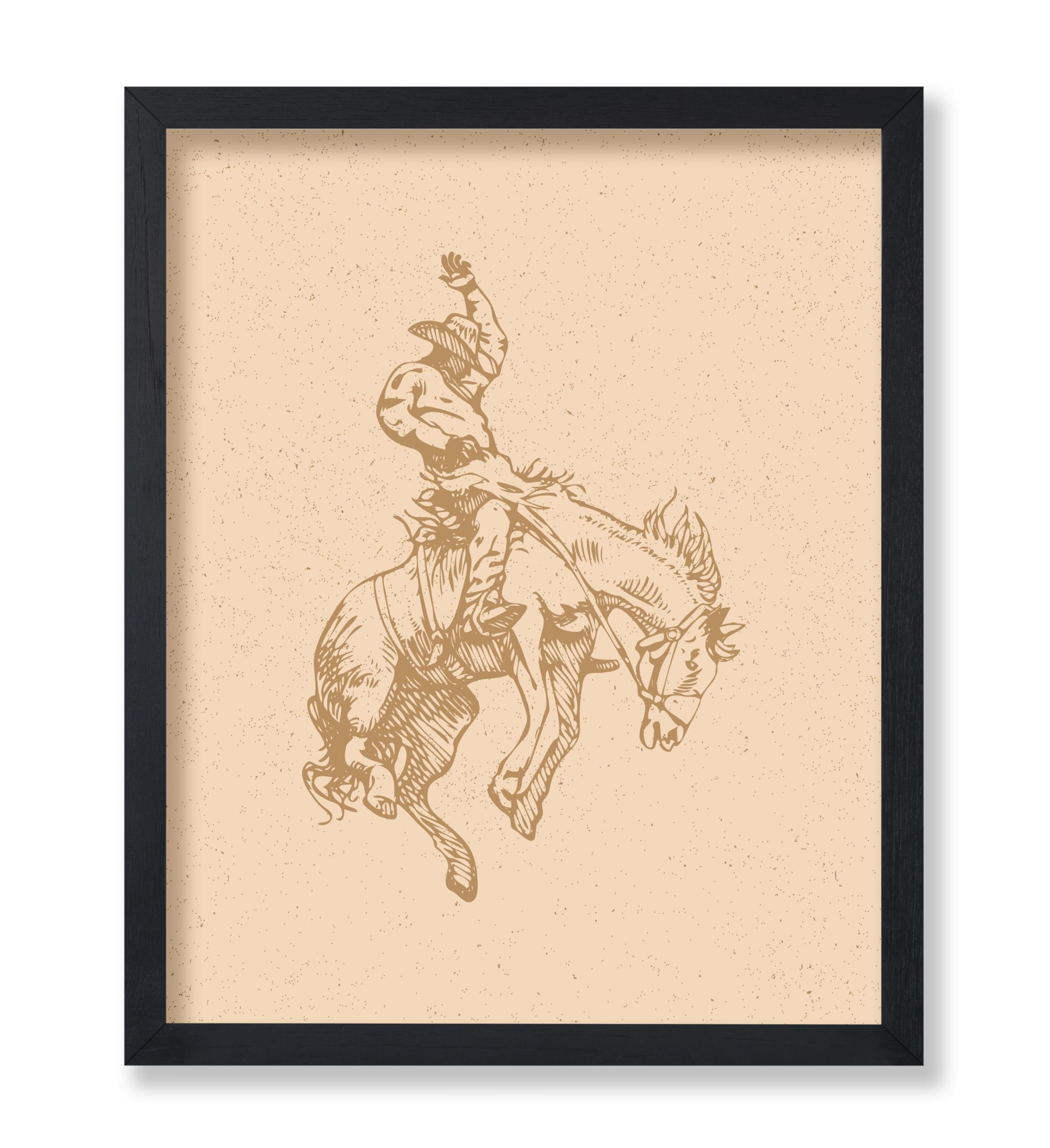 Poster Master Beige Rodeo Poster - Retro Cowboy on Bucking Horse Print ...