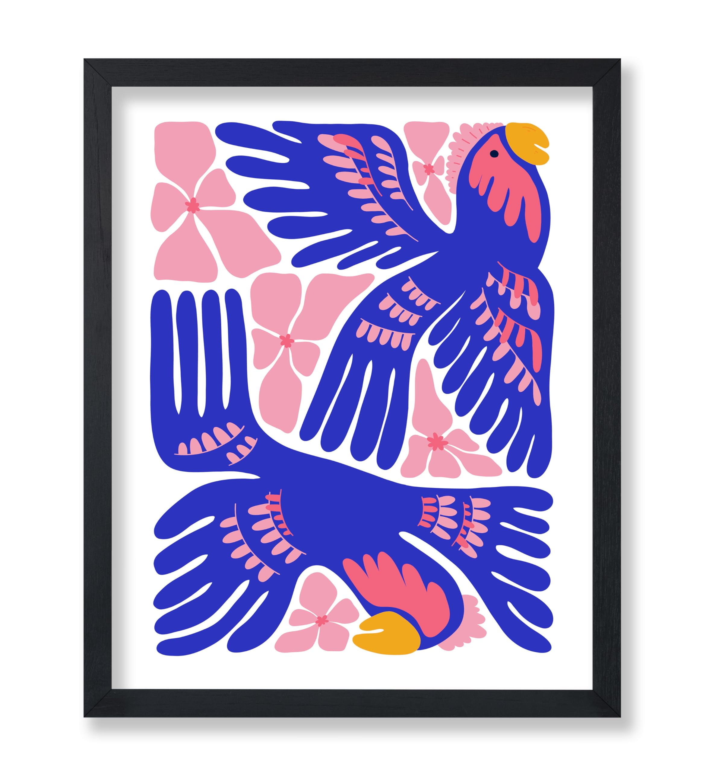 Poster Master Bird Poster - Retro Pink Flowers Print - Groovy Birds Art ...