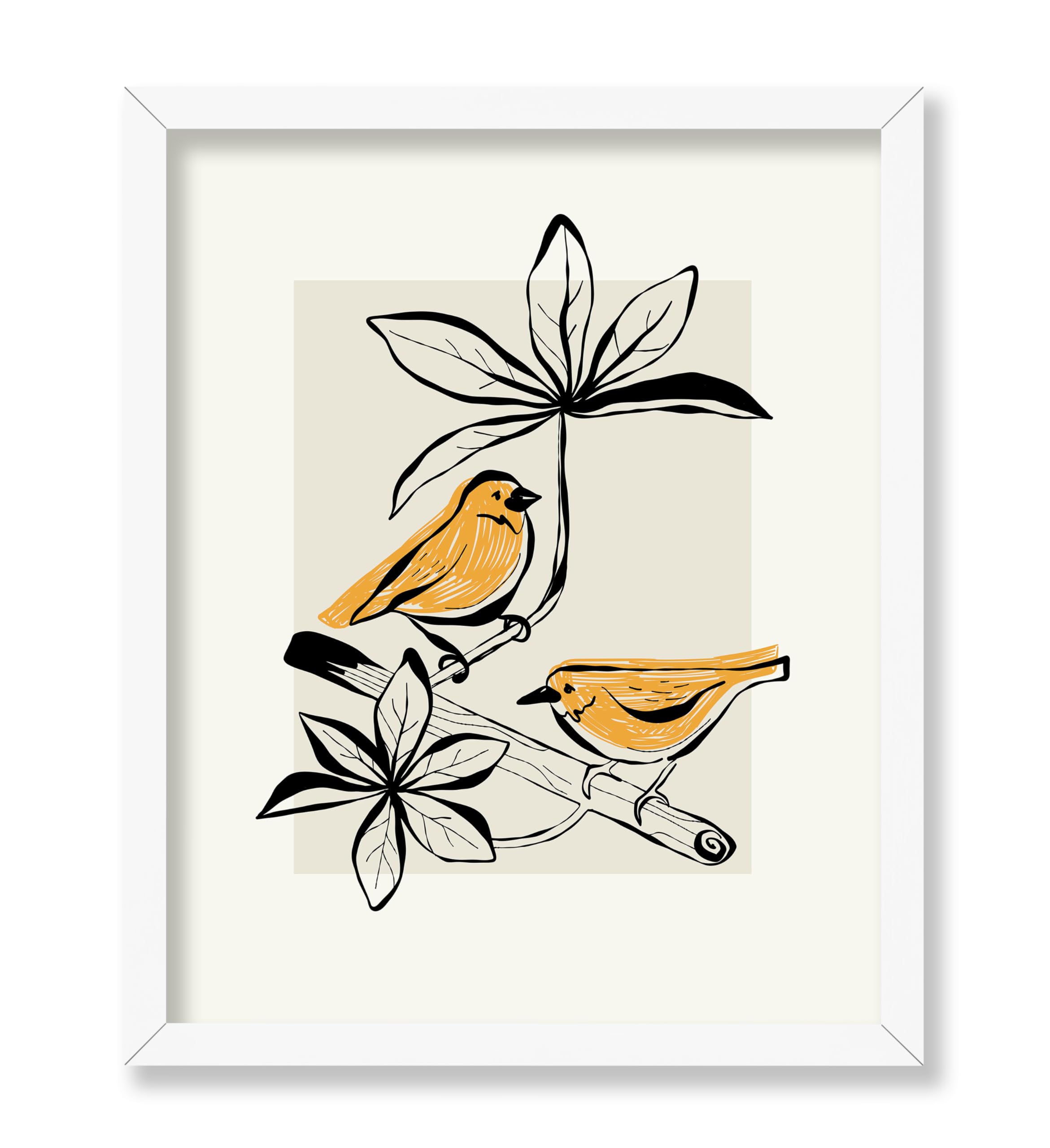 Poster Master Birds Poster - Retro Birds On A Branch Print - Abstract ...