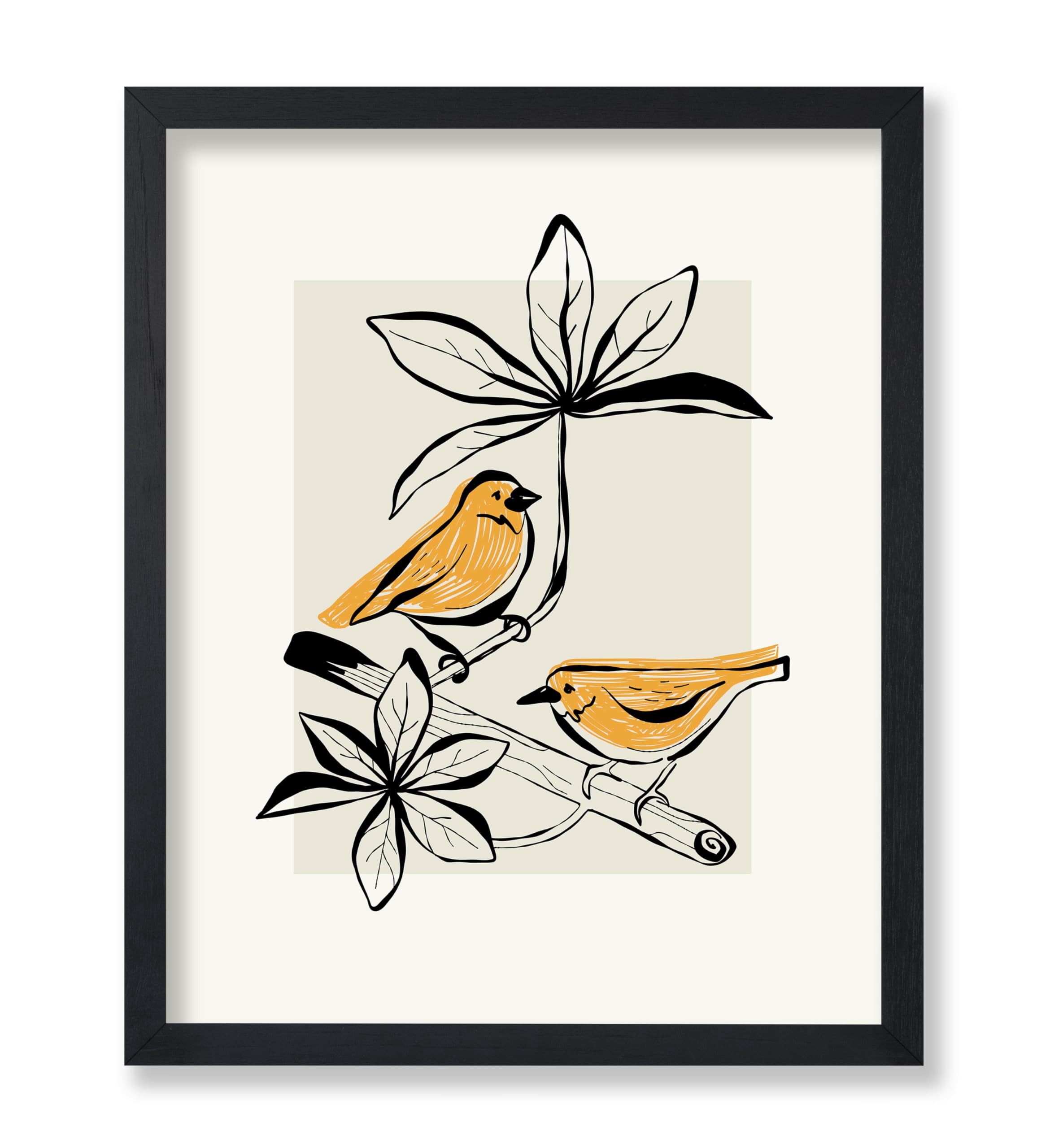 Poster Master Birds Poster - Retro Birds On A Branch Print - Abstract ...