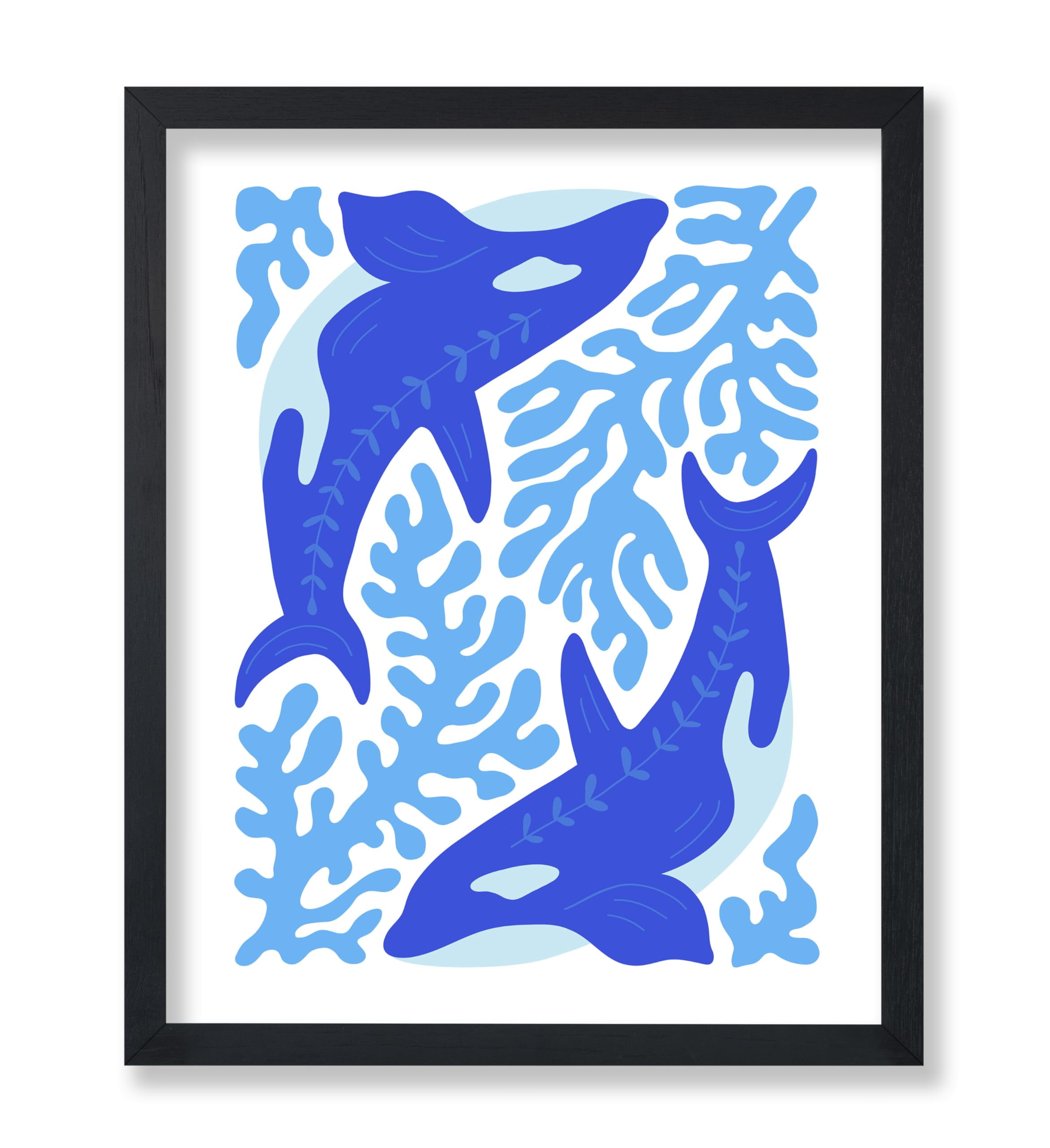 Poster Master Blue Orcas Poster - Retro Whale Print - Aquatic Art ...