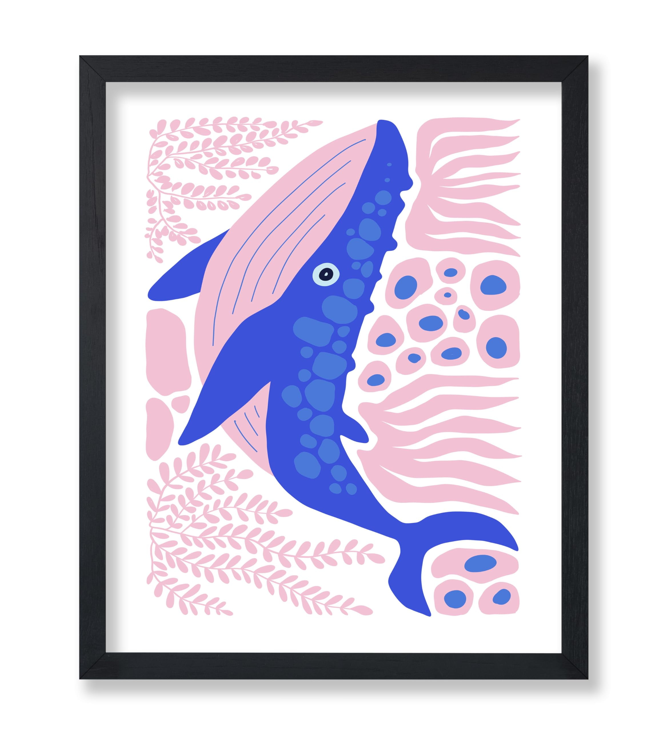 Poster Master Blue Whale Poster - Retro Floral Print - Aquatic Art ...