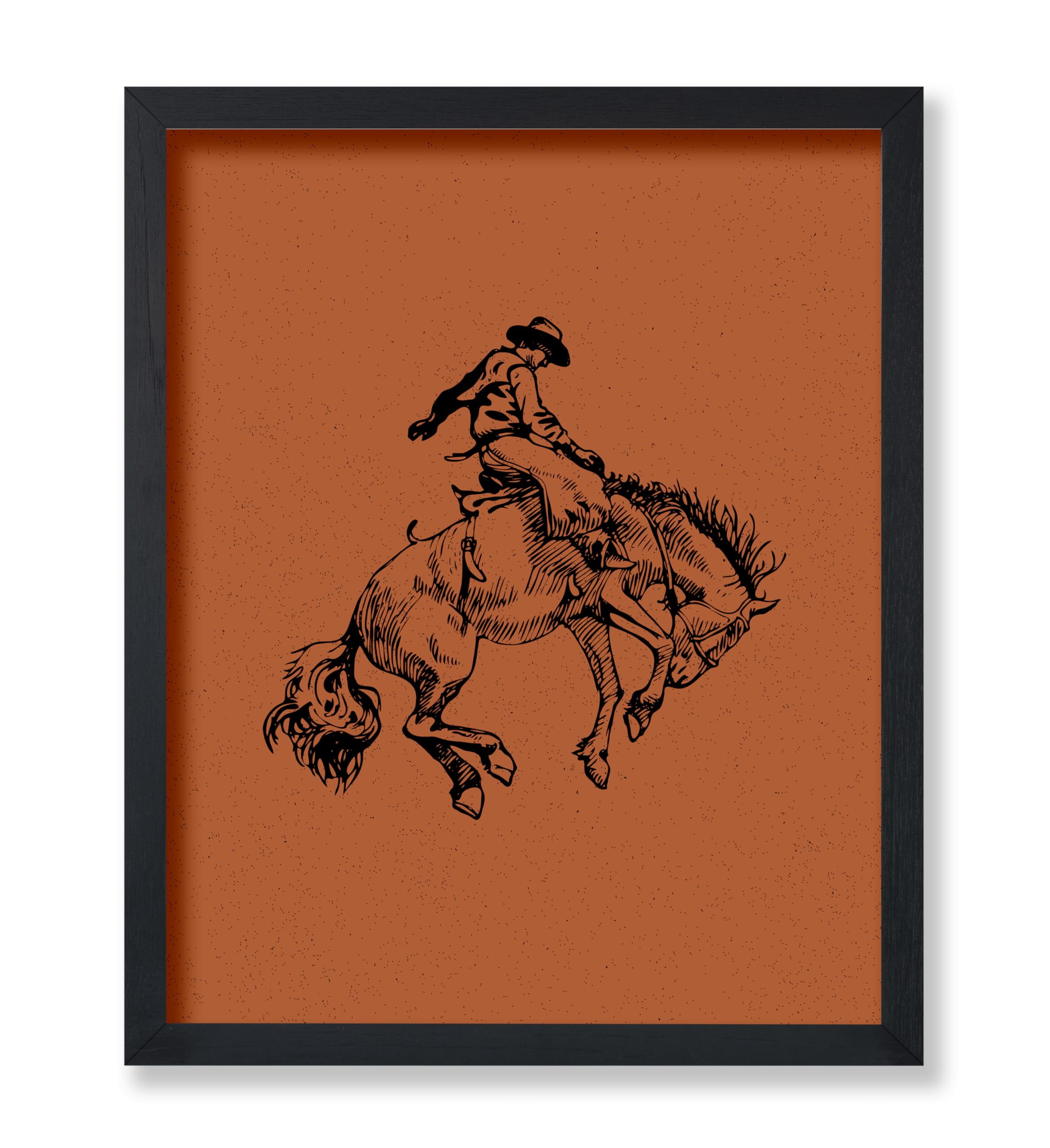 Poster Master Brown Cowboy Poster - Retro Cowboy on Bucking Horse Print ...