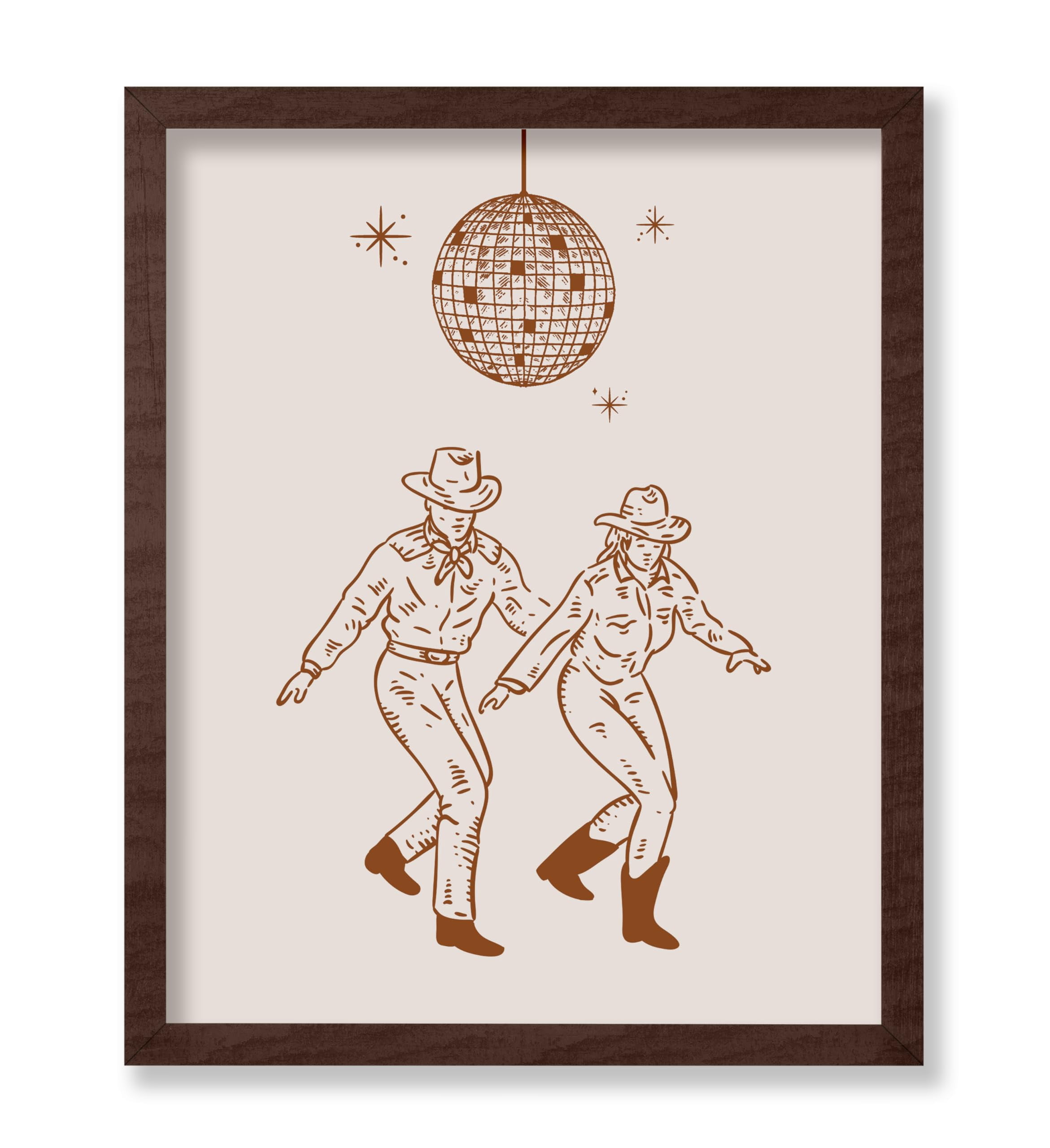 Poster Master Brown Disco Cowgirl and Cowboy Poster - Retro Western ...