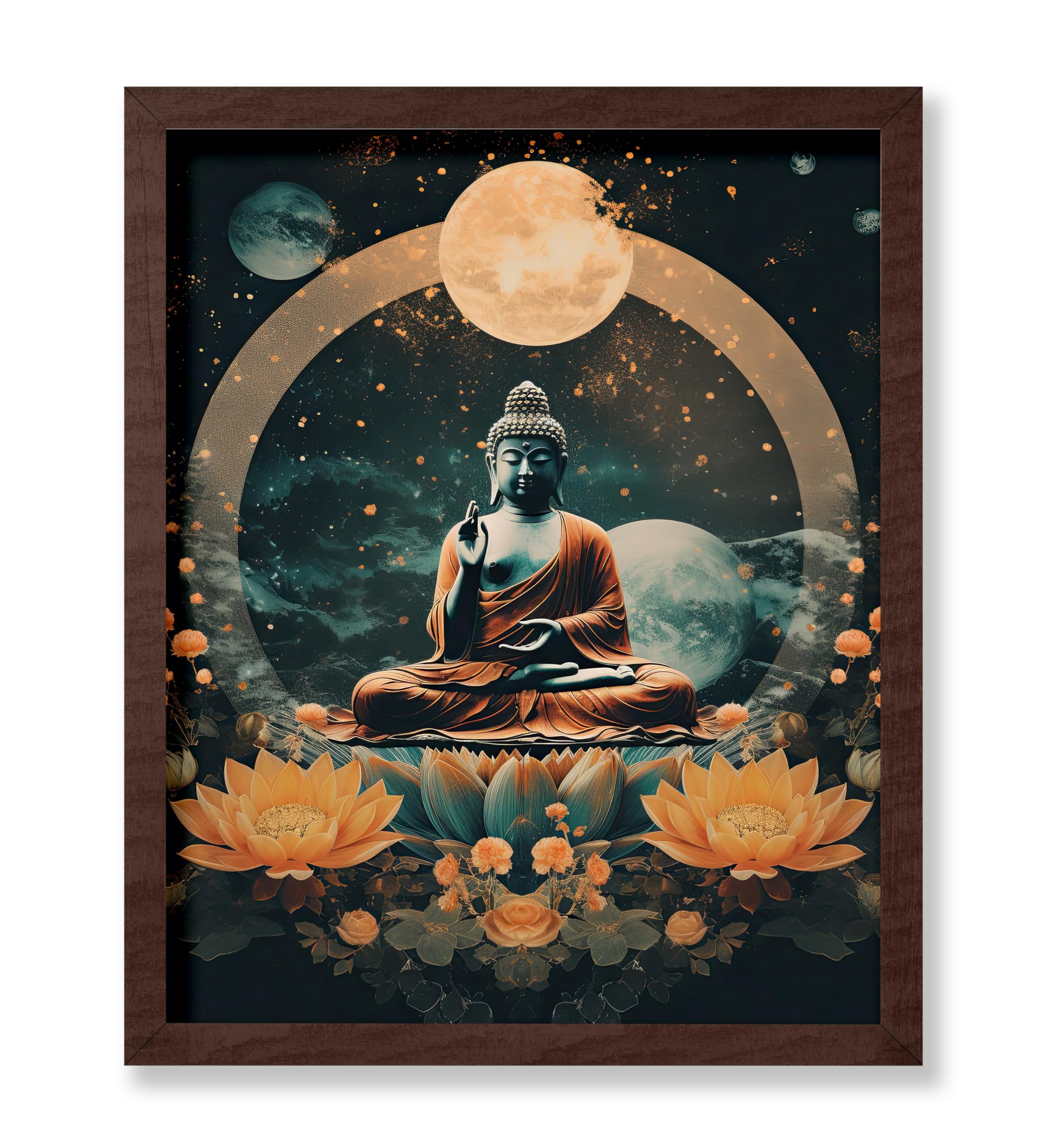 Poster Master Buddha Poster - Spiritual Print - Flower Art - Surreal ...