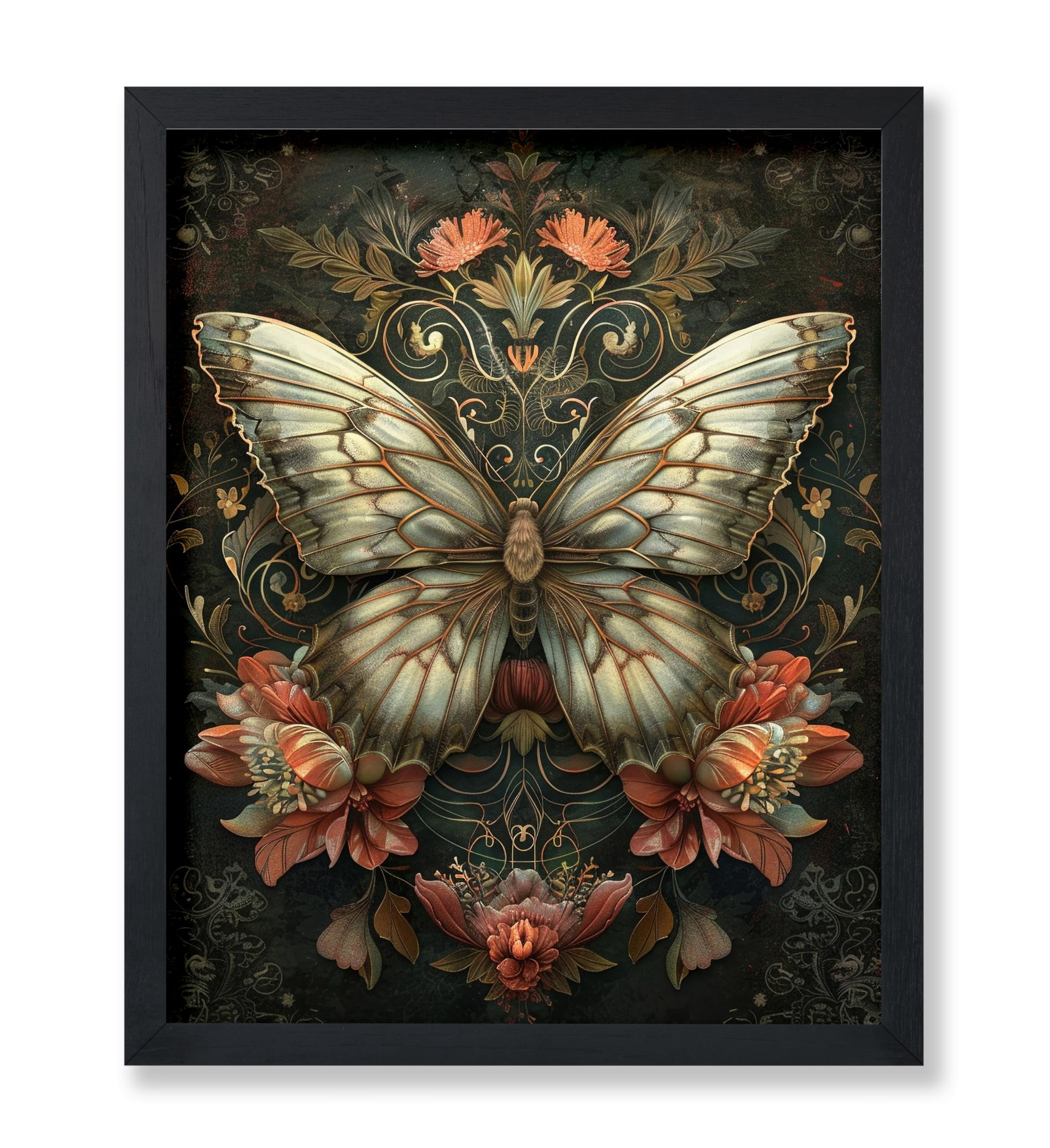 Poster Master Butterfly and Flowers Poster - Moth Print - Botanical Art ...