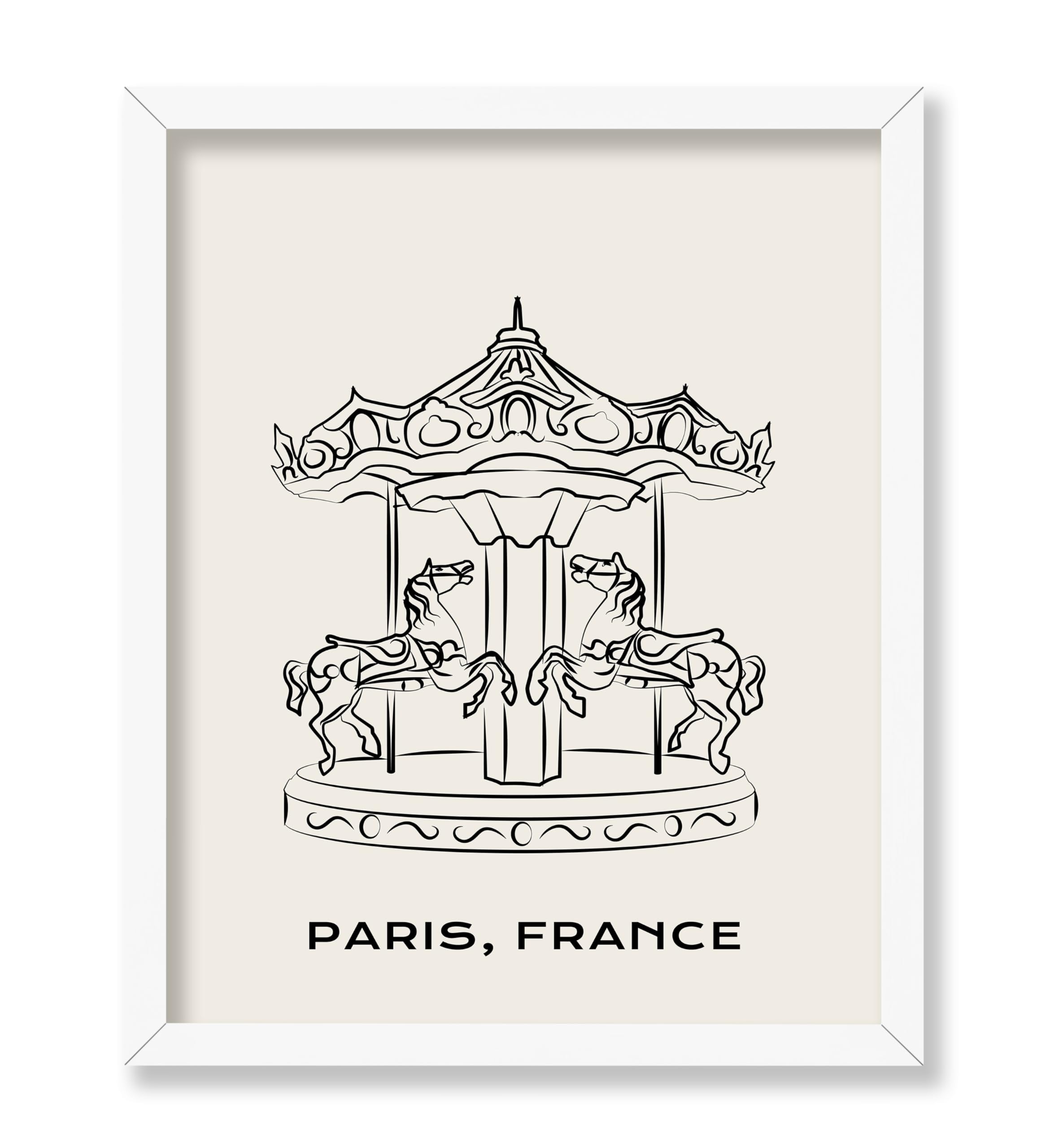 Poster Master Carousel Poster - Retro Horse Print - Sketch Art - Black ...