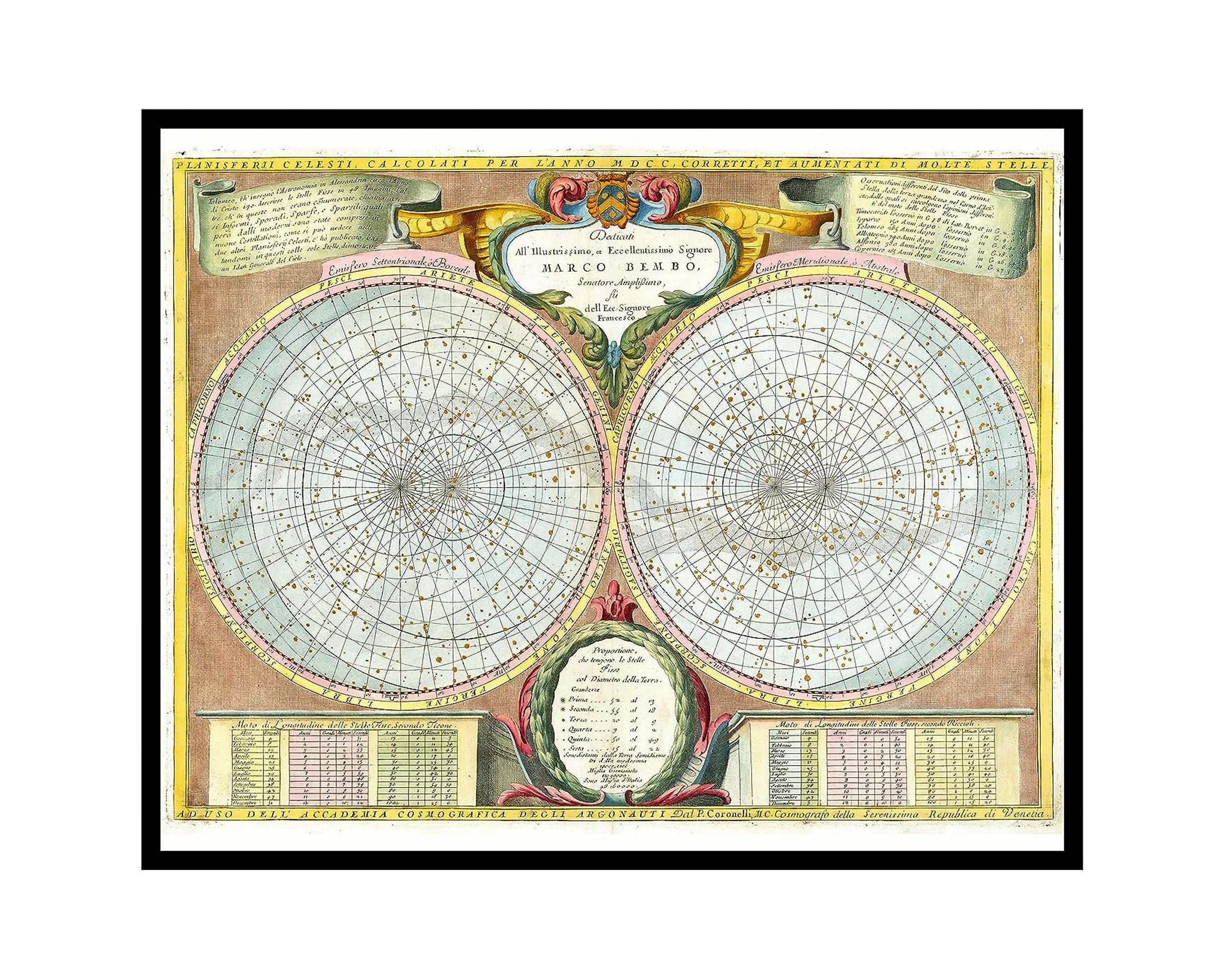 Poster Master Celestial Map Poster - Medieval Renaissance Design - 8x10 ...