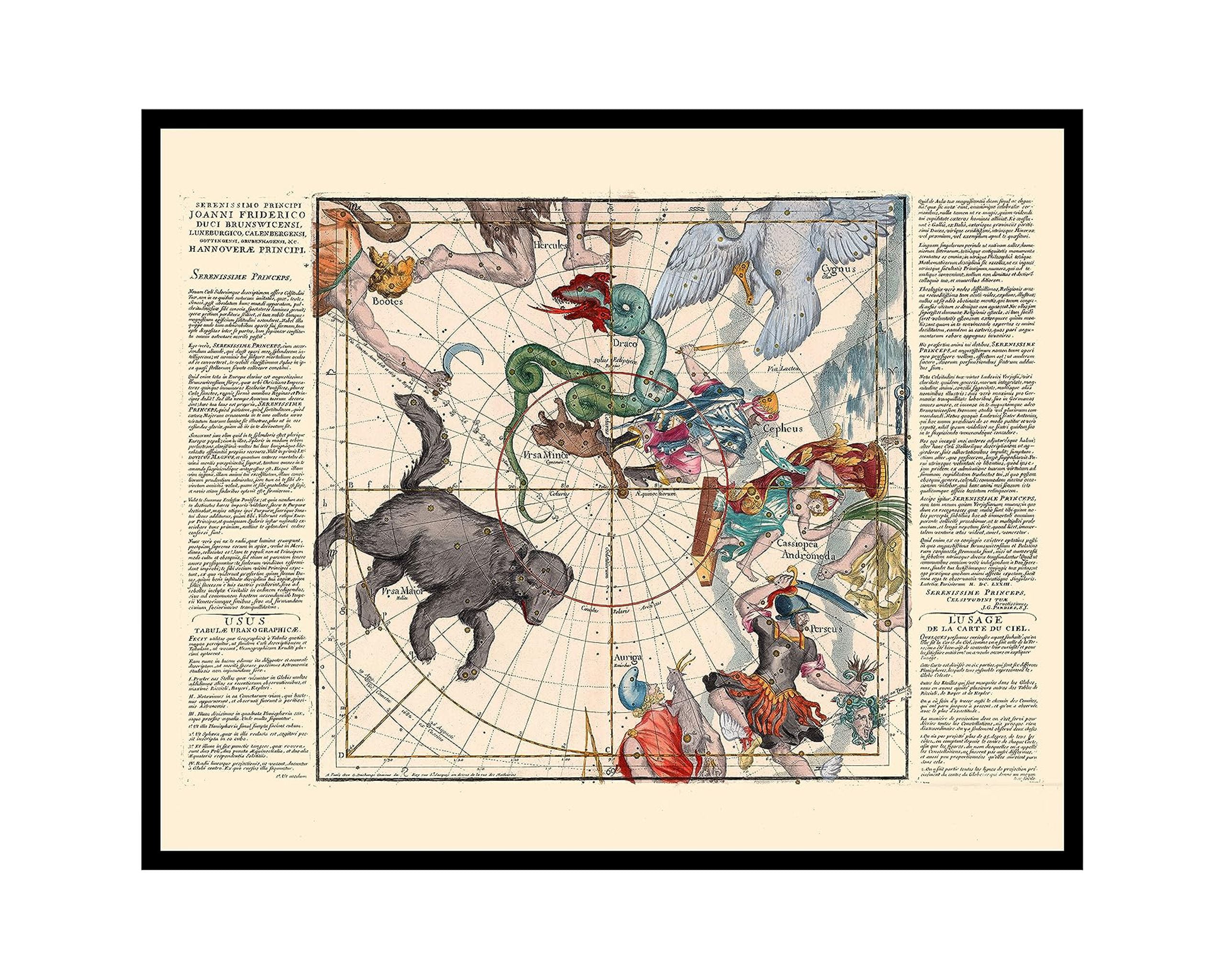 Poster Master Celestial Map Print, 8x10 Unframed Wall Art Print, Ignace Gaston Pardies Plate 1 ...