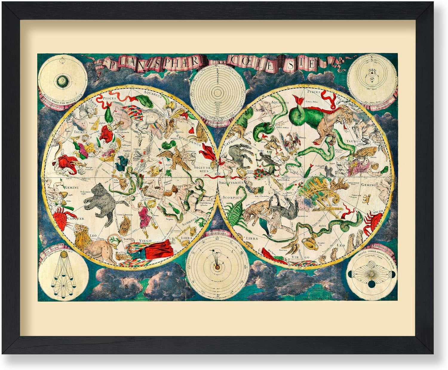 Poster Master Celestial Map Print - Map of The Heavens 1670, Vintage ...