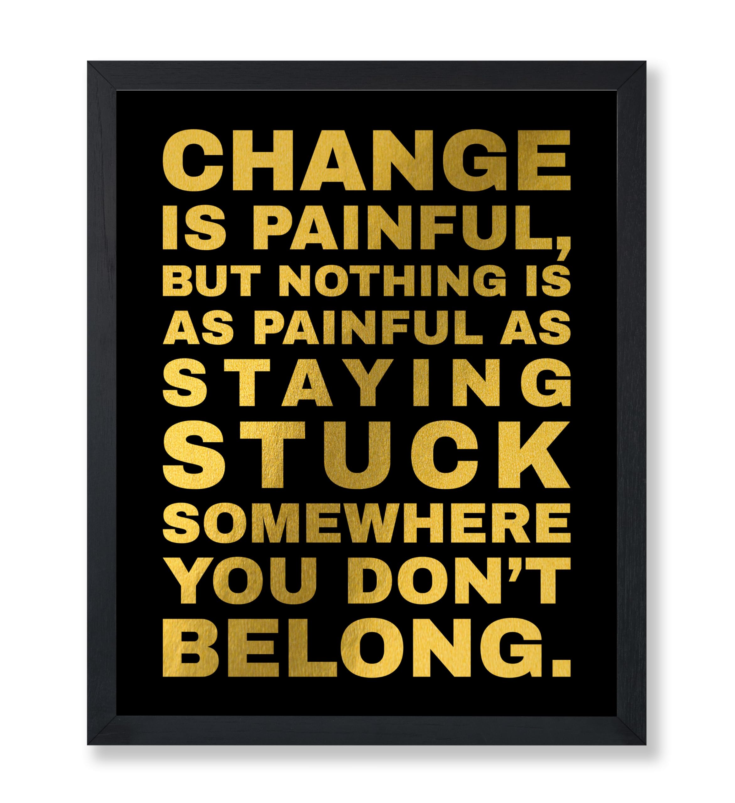 Poster Master Change Is Painful Poster - Gold Motivational Print ...