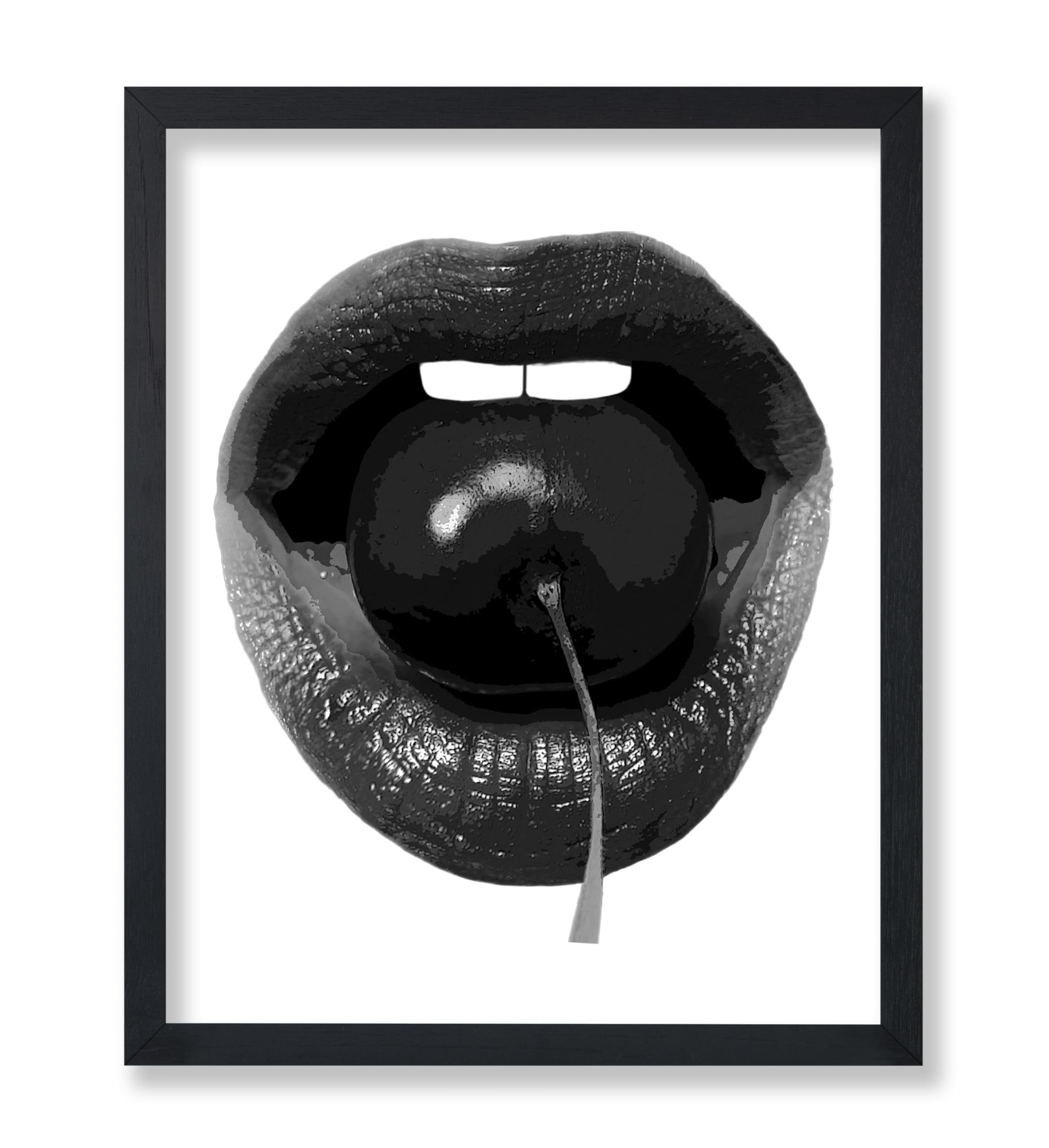 Poster Master Cherry Poster - Retro Lips Print - Black & White Art ...